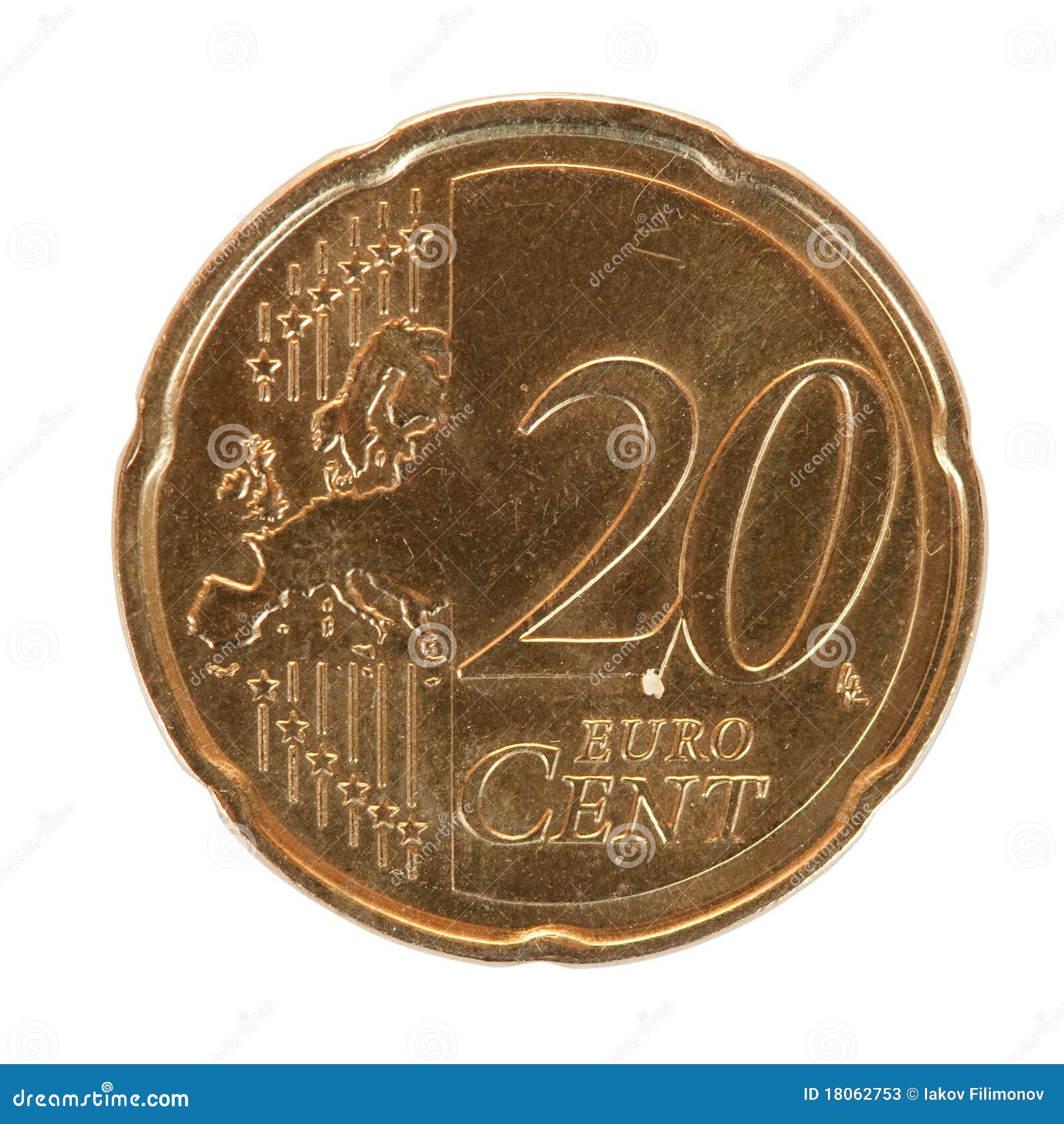 Twenty euro cent coin stock image. Image of shiny, cutout - 18062753