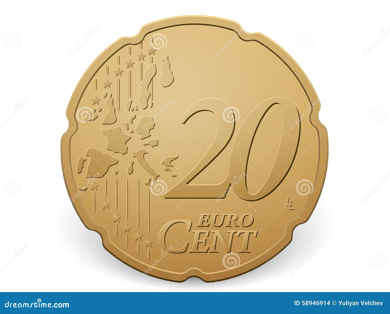 Twenty euro cent coin stock vector. Illustration of single - 58946914