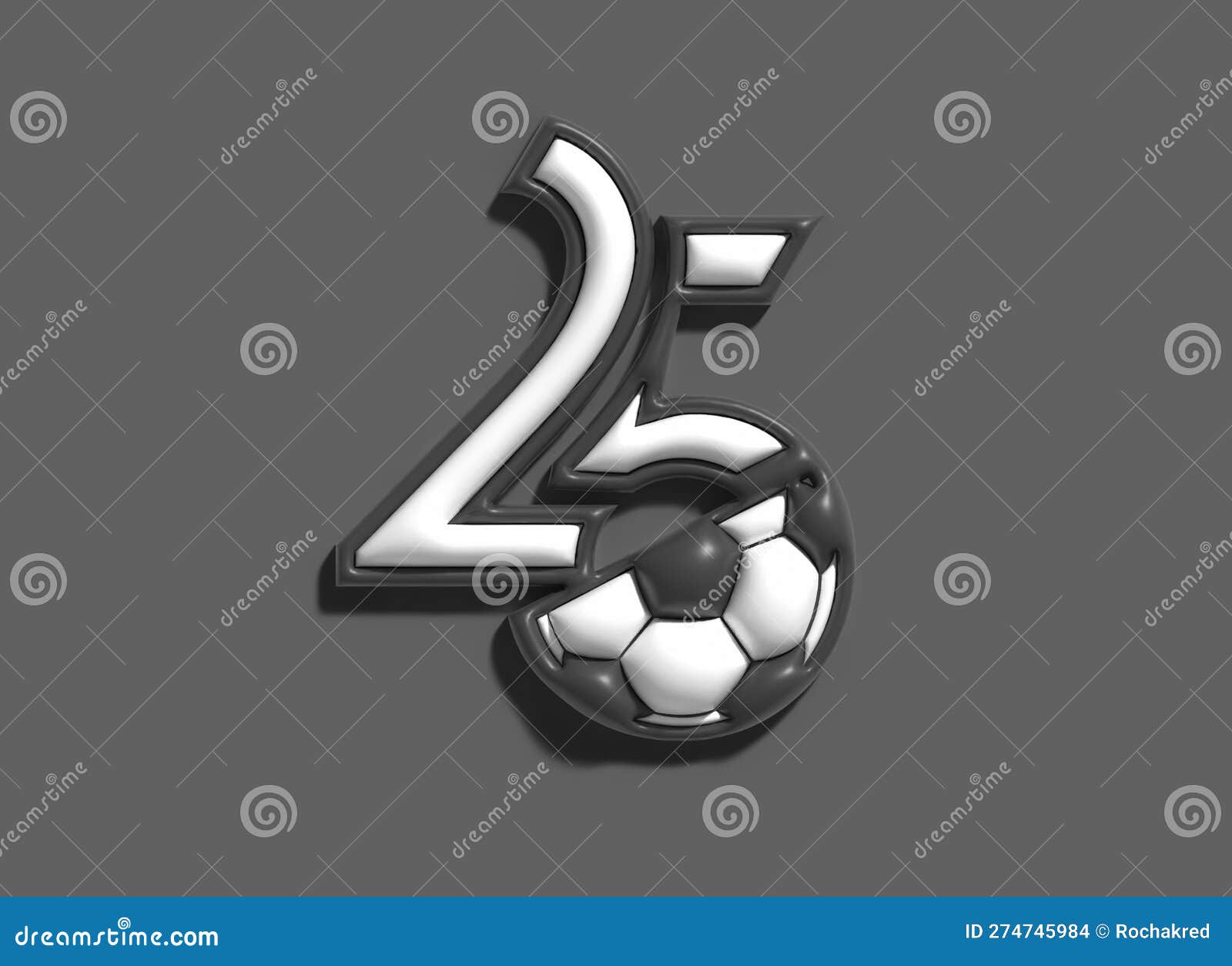 25 Twenty-Five Number with Football 3D Illustration Design Stock ...