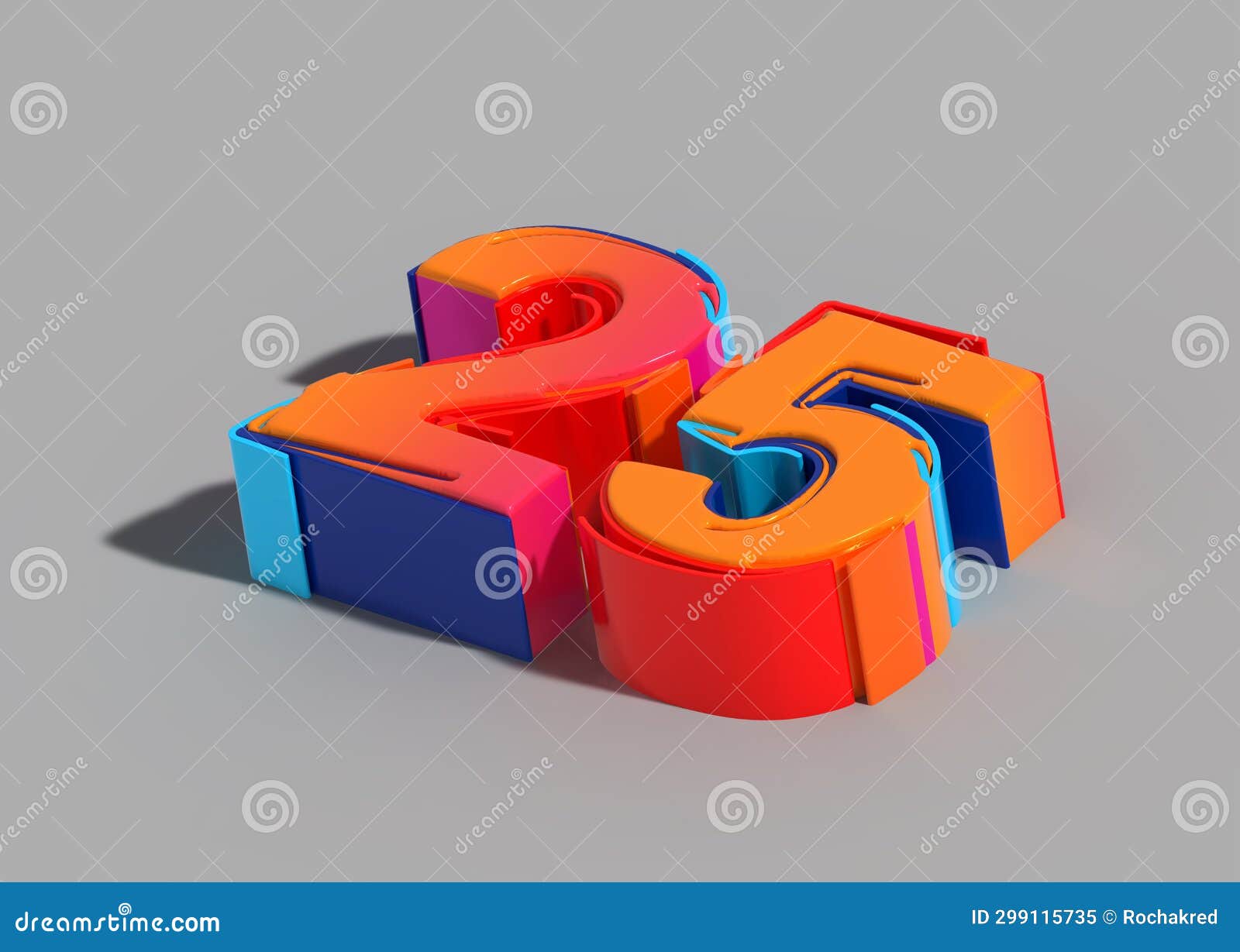 25 Twenty-Five Number Lettering 3d Font Design Stock Illustration ...
