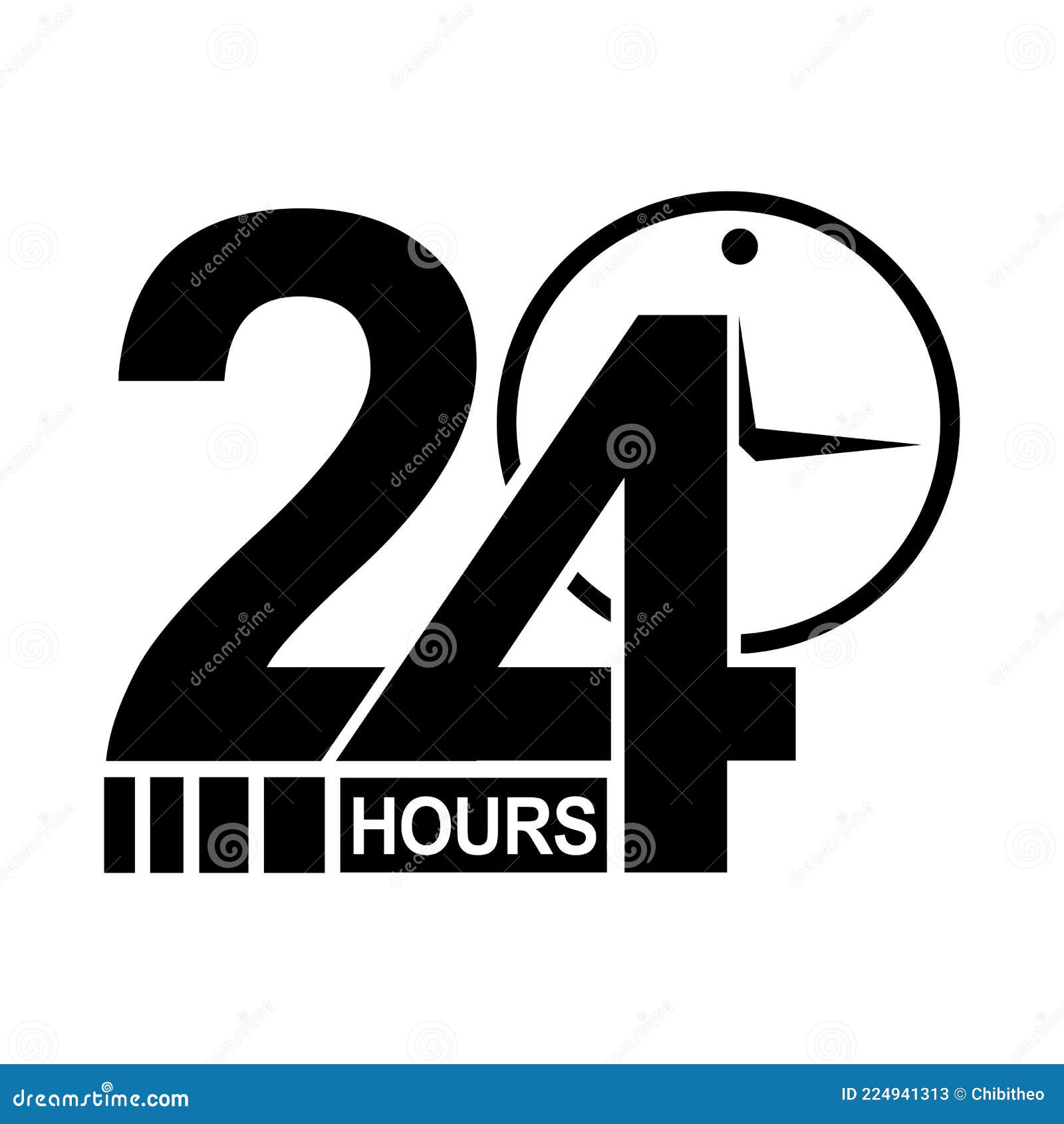 Twenty Four Hour Icon. 24 Hour Logo Vector. Stock Vector - Illustration ...