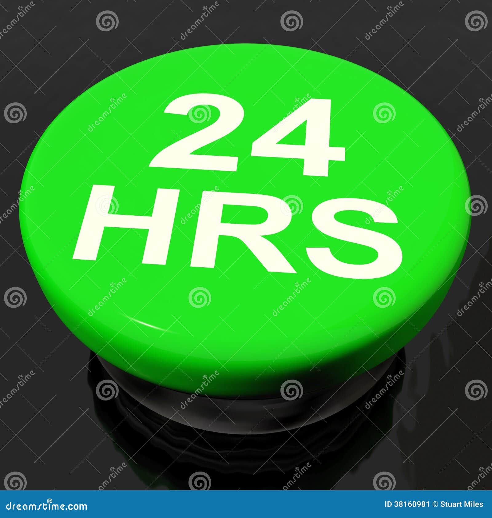 Twenty Four Hours Button Shows Open 24 Hours Stock Illustration ...