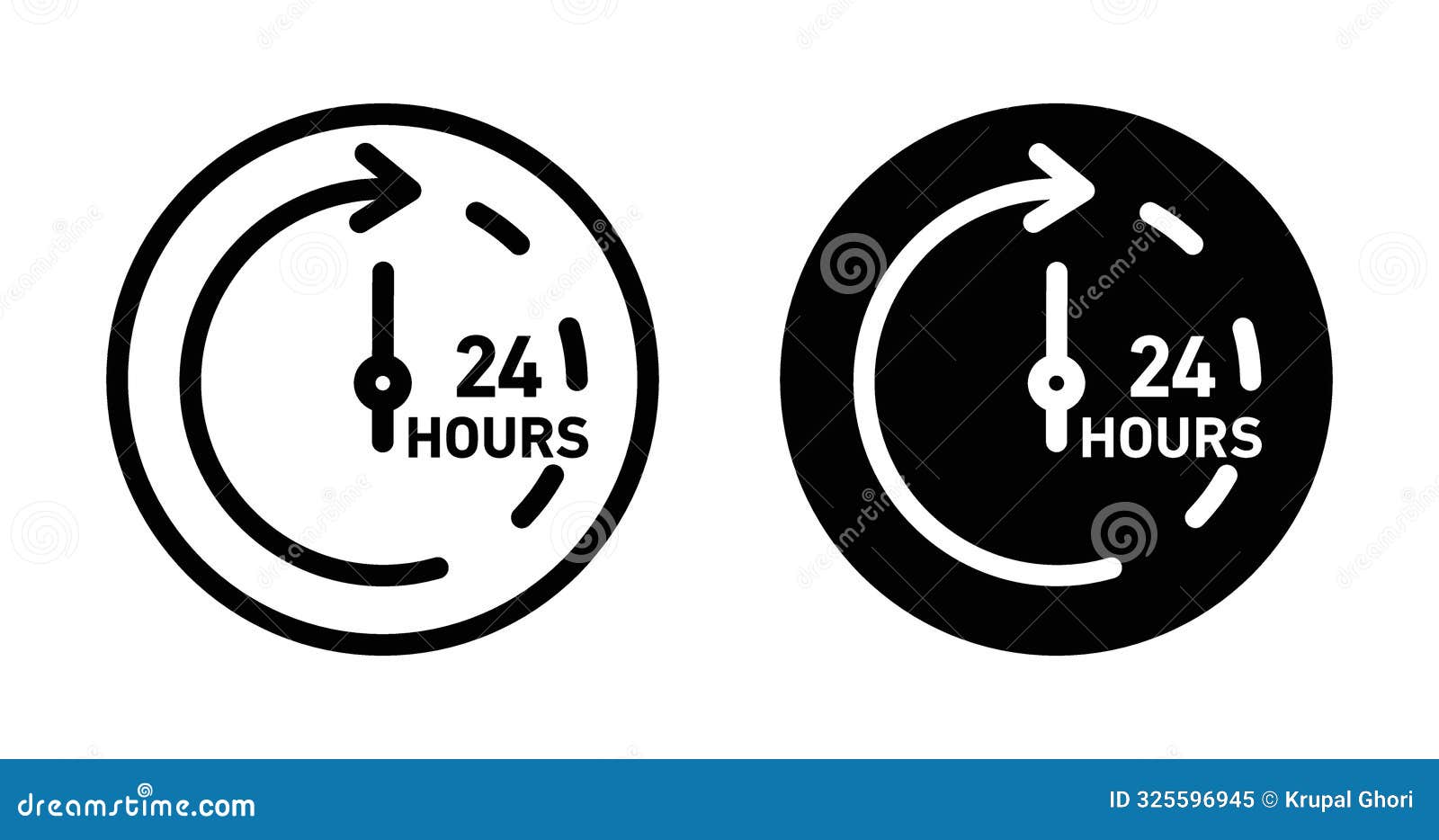 24 Hours Icon for Around-the-Clock Service, Availability, and ...