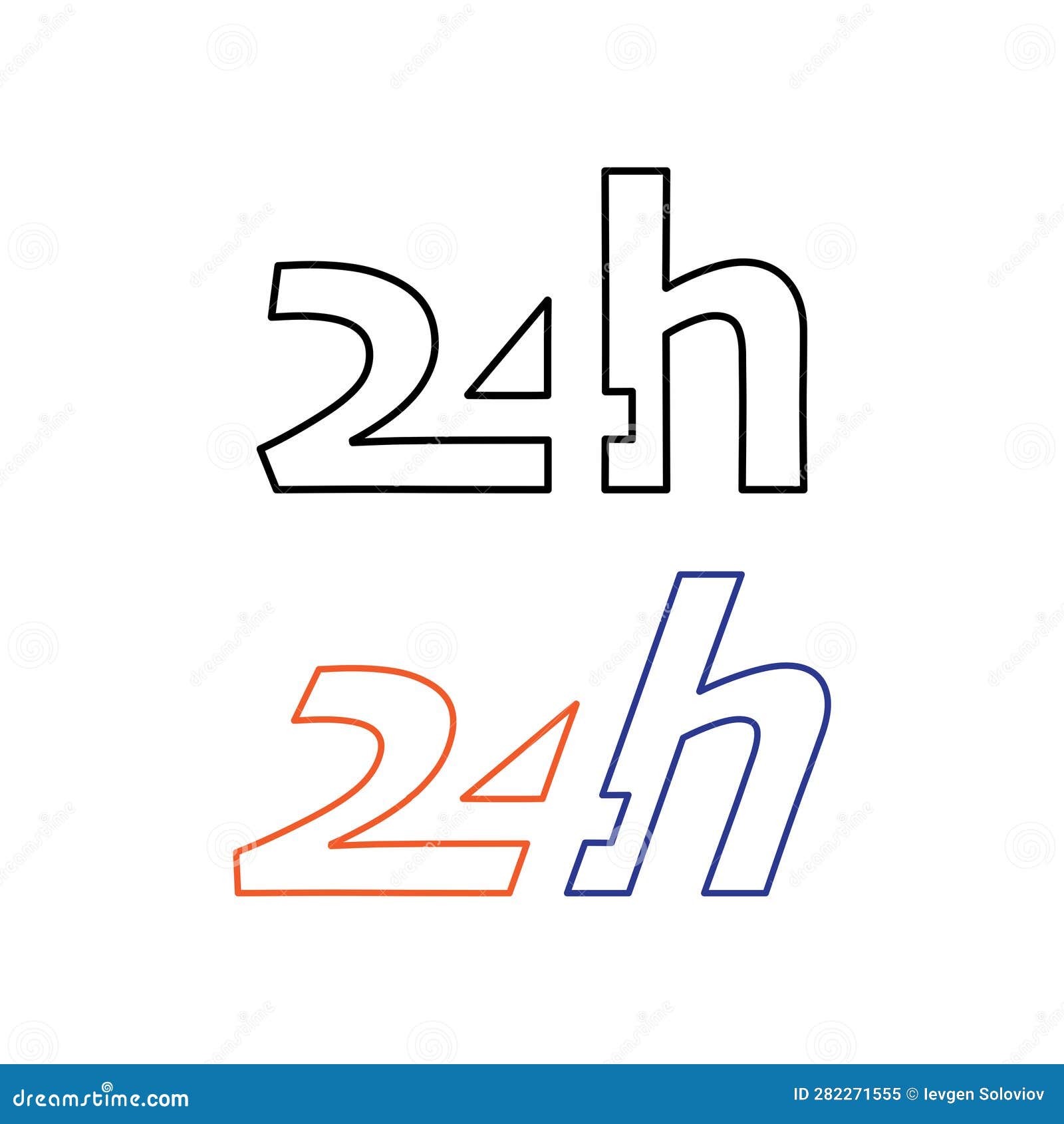 Twenty Four Hours Numbers Outline Stock Vector - Illustration of sign ...