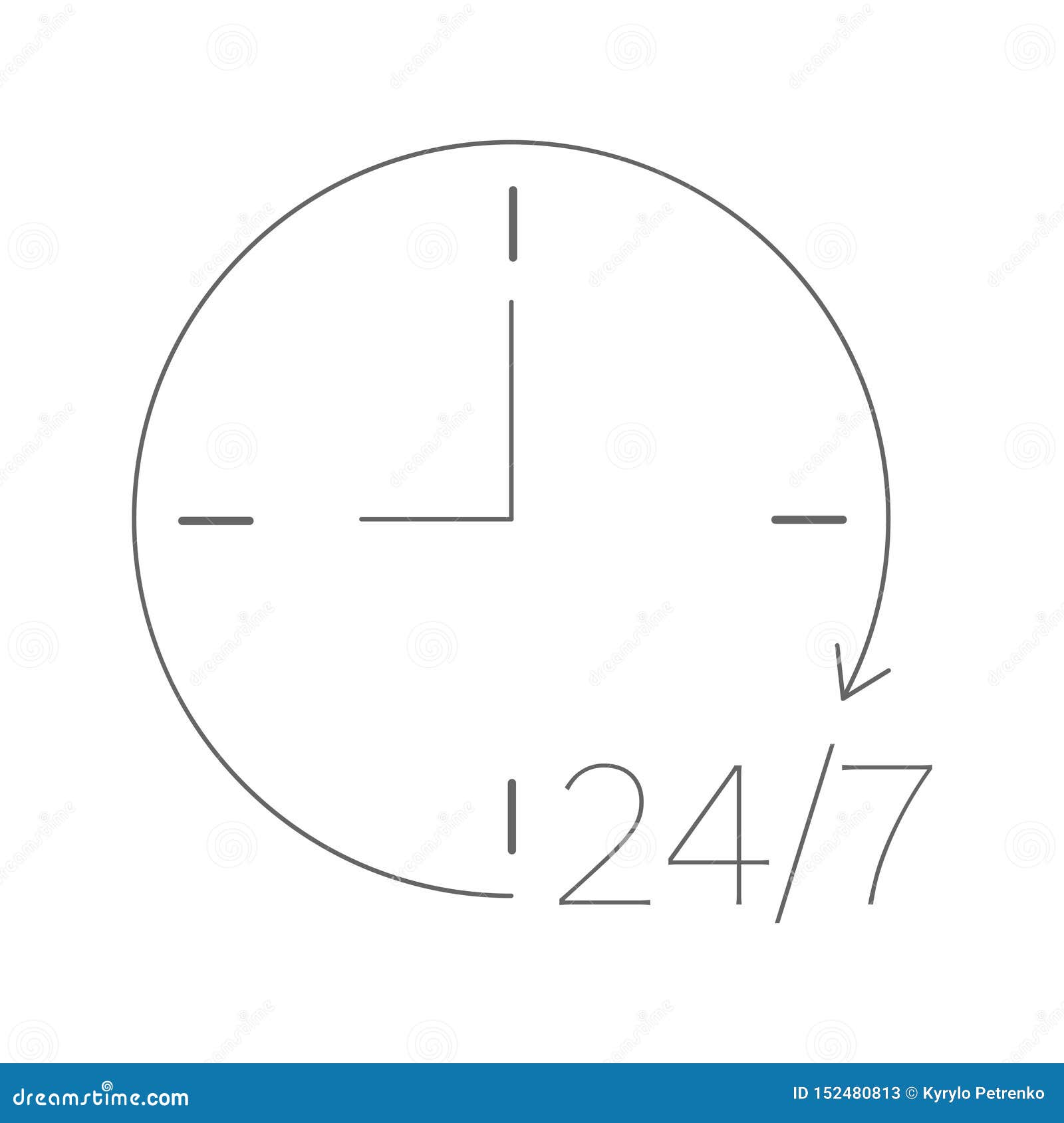 Twenty Four Seven Icon Black and White Stock Vector - Illustration of ...