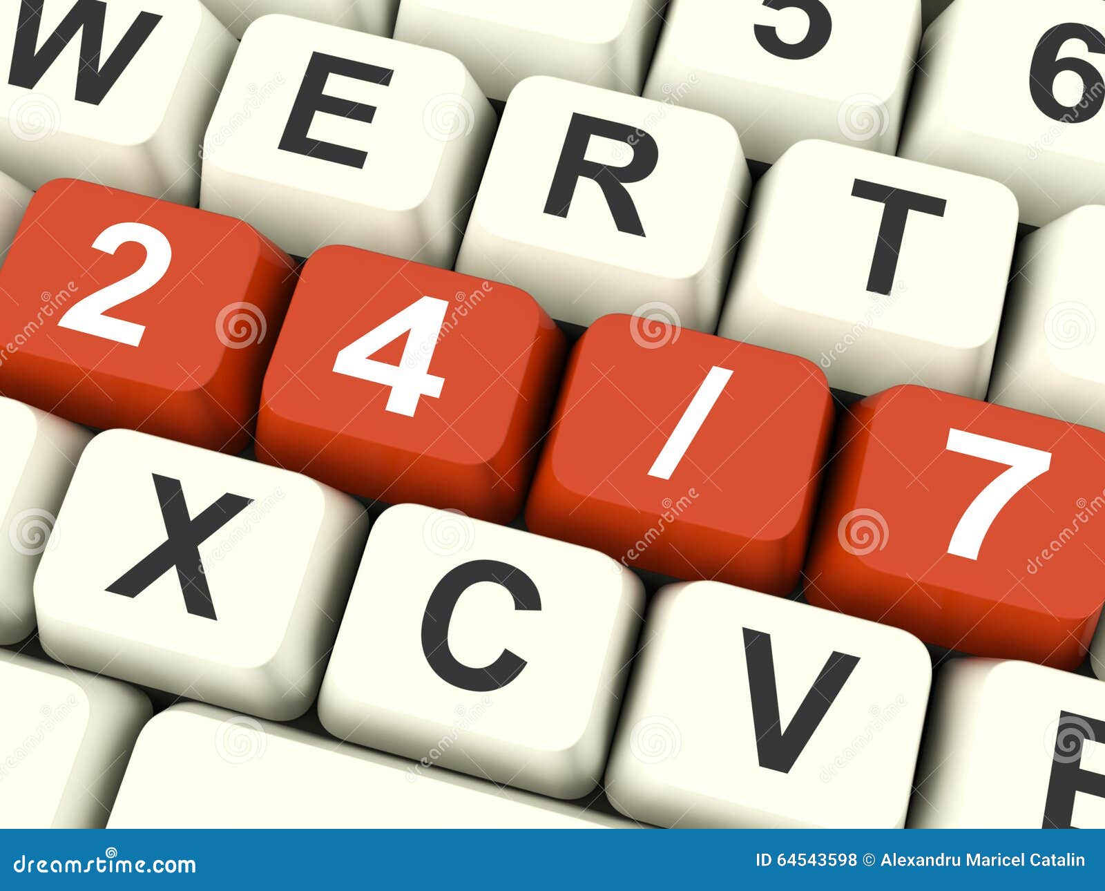 Twenty Four Seven Key Show All Week Days Stock Photo - Image of 24x7 ...