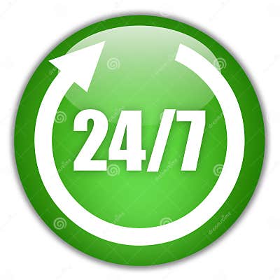 Twenty four seven sign stock illustration. Illustration of days - 18531509