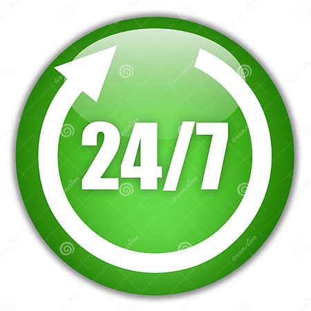 Twenty four seven sign stock illustration. Illustration of days - 18531509