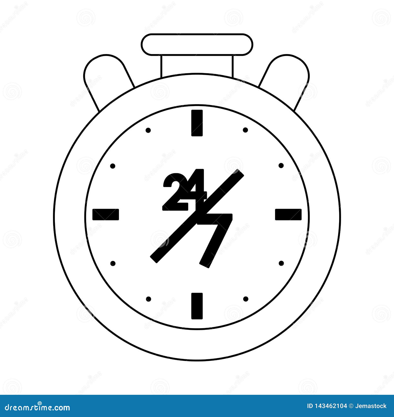 Twenty Four Seven Time Symbol Black and White Stock Vector ...