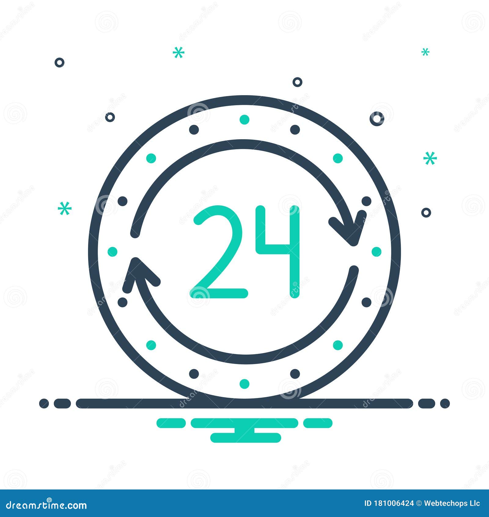 Twenty One Hours Icon. Bold 21 Text. Circular Clock Symbol. Countdown ...
