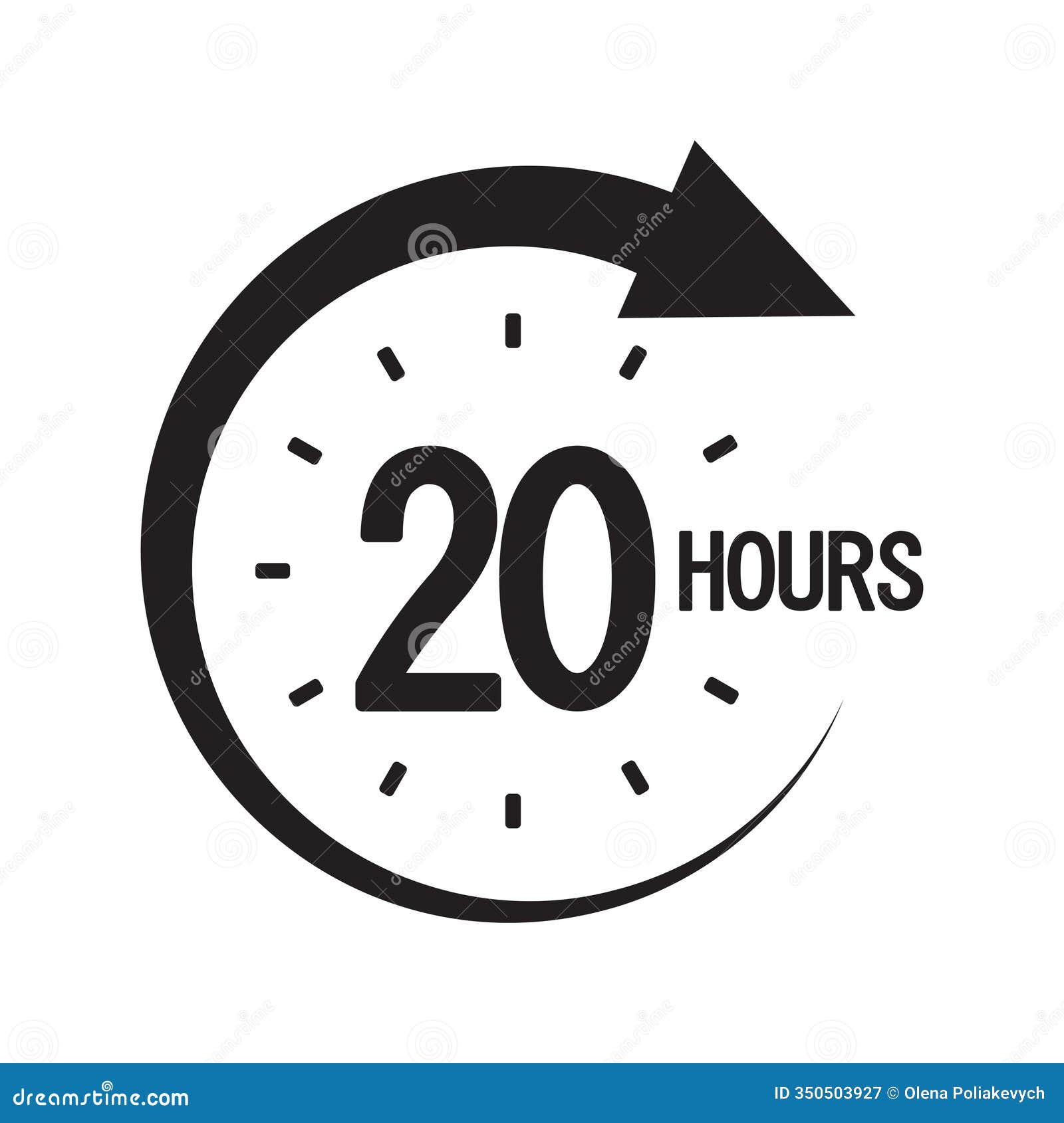 Twenty Hours Icon. Large Number Twenty. Circular Countdown Symbol ...