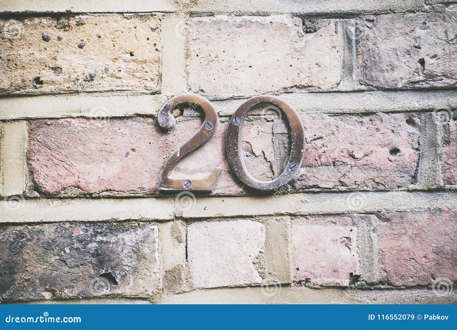 The Twenty Number on the Wall Stock Image - Image of bricks, decoration ...