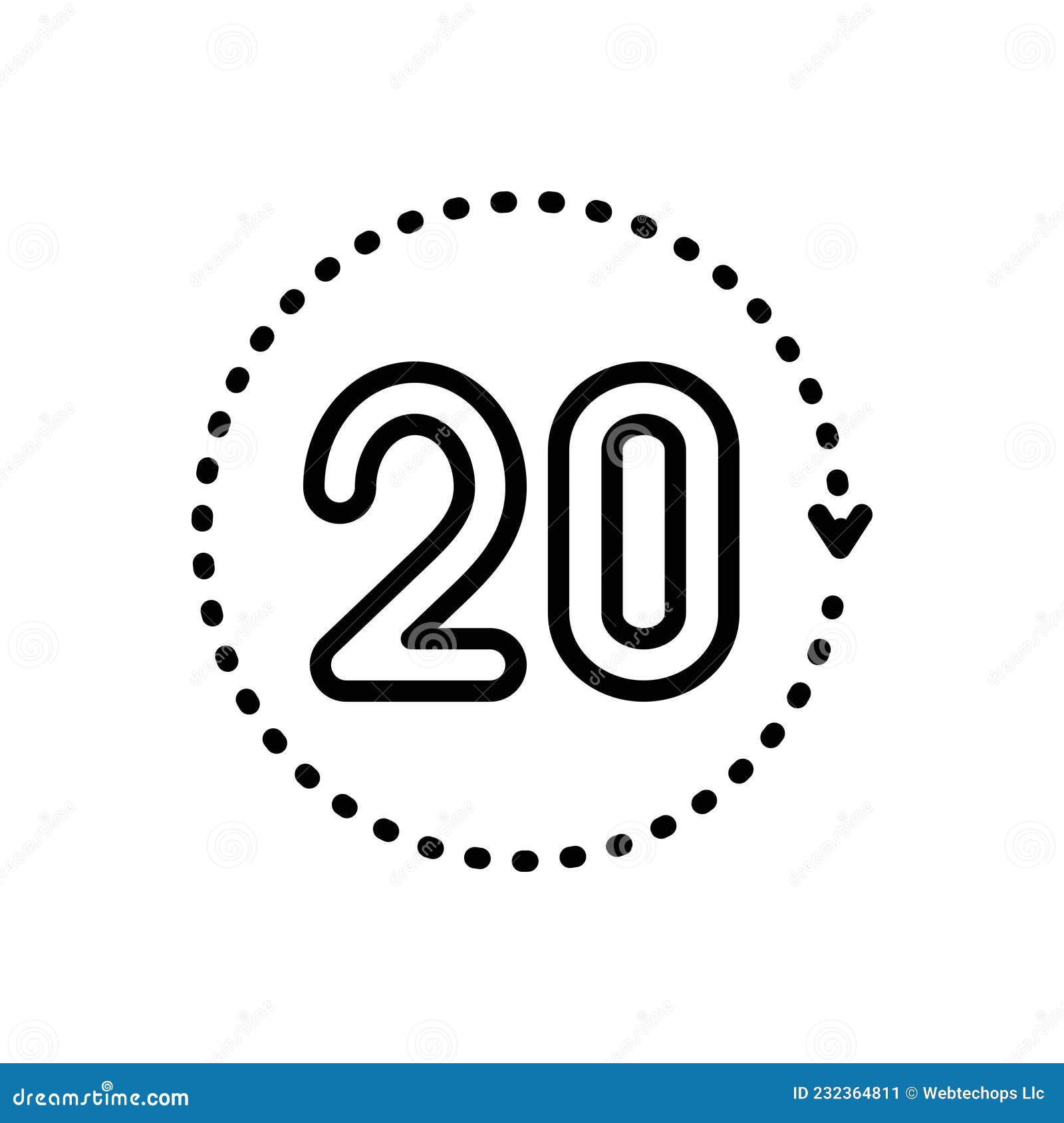 Black Line Icon for Twenty, Accuracy and Digit Stock Vector ...