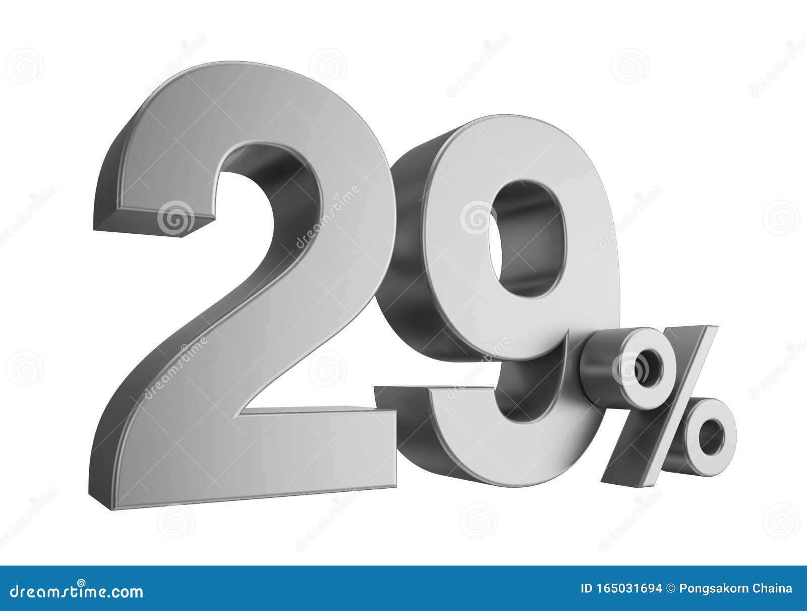 Twenty Nine Percent or 29 Isolated on White Background. 3d Rendering ...