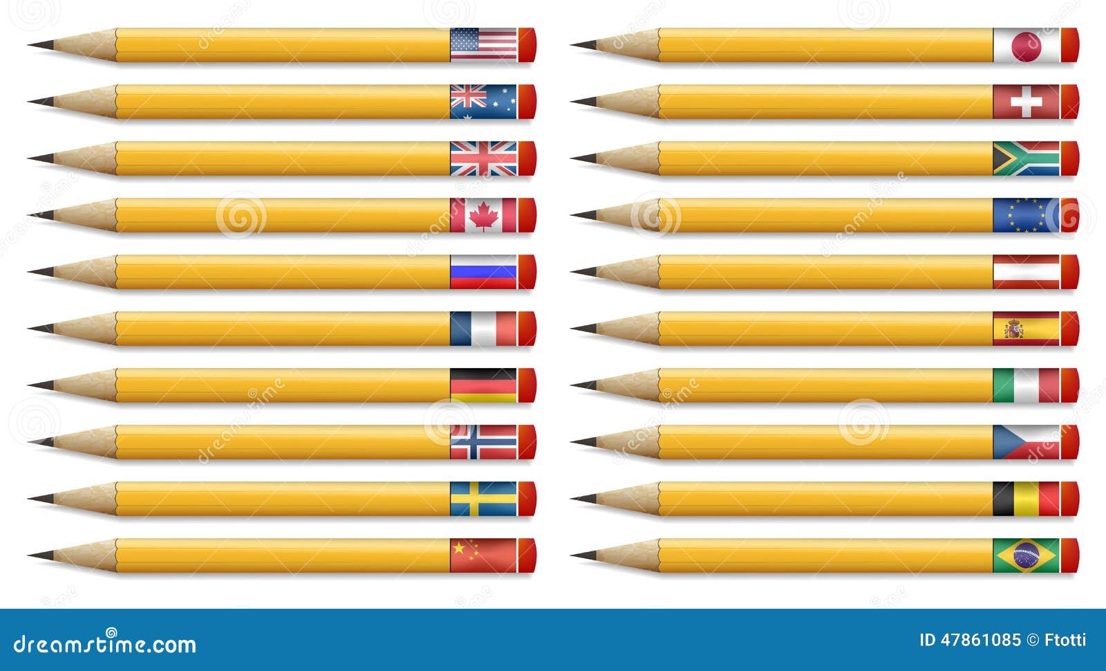 Twenty Pencils with Flags of the World Stock Vector - Illustration of ...