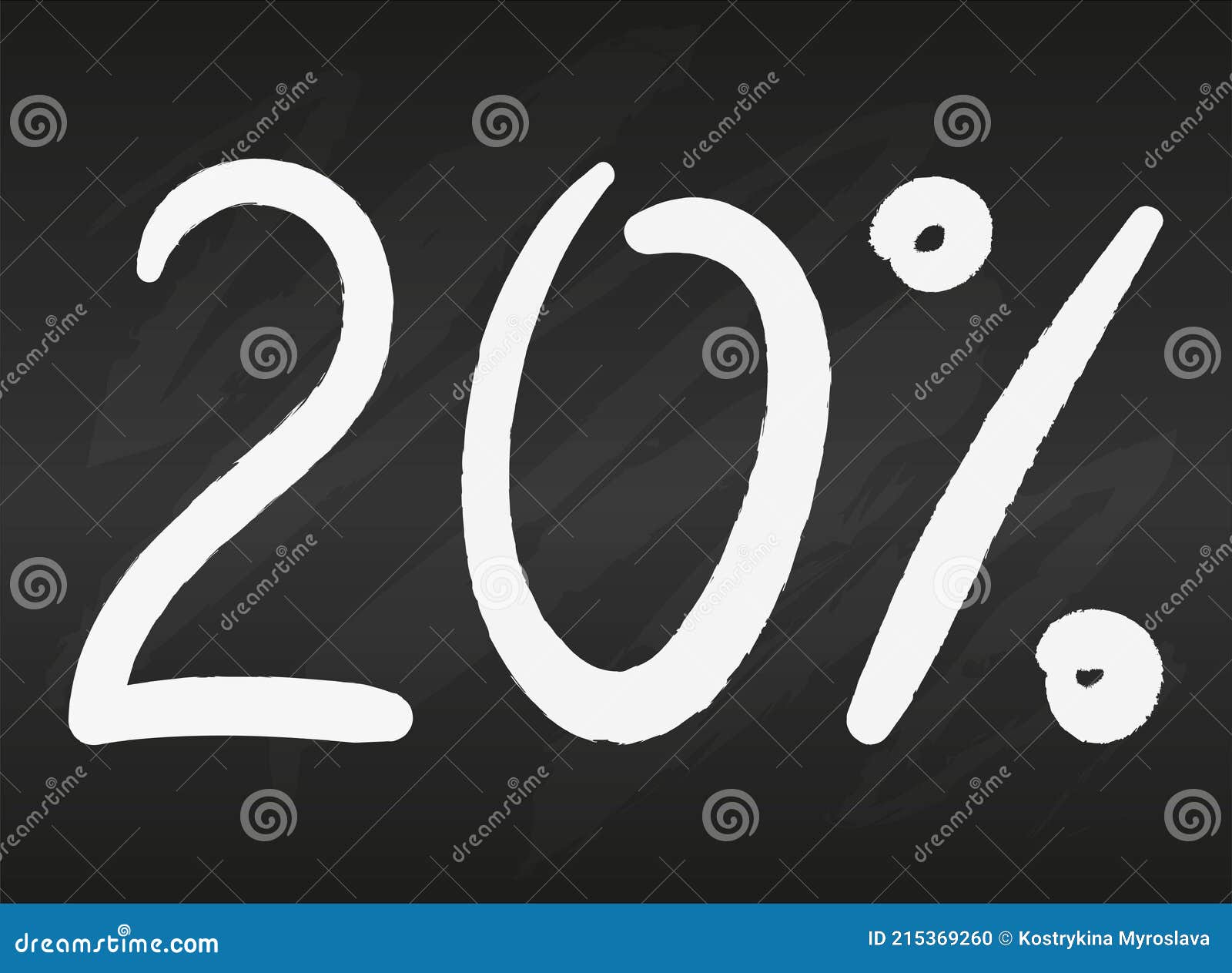 20 Twenty Percent Sign on Black Chalkboard Simple Vector Illustration ...