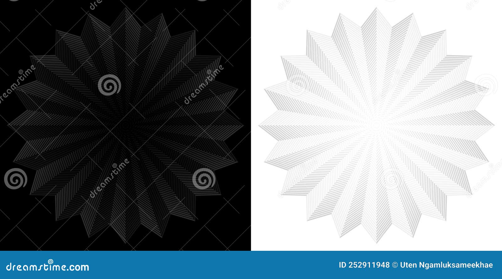 Twenty Pointed Star Stripes White Gray Black Stock Vector ...