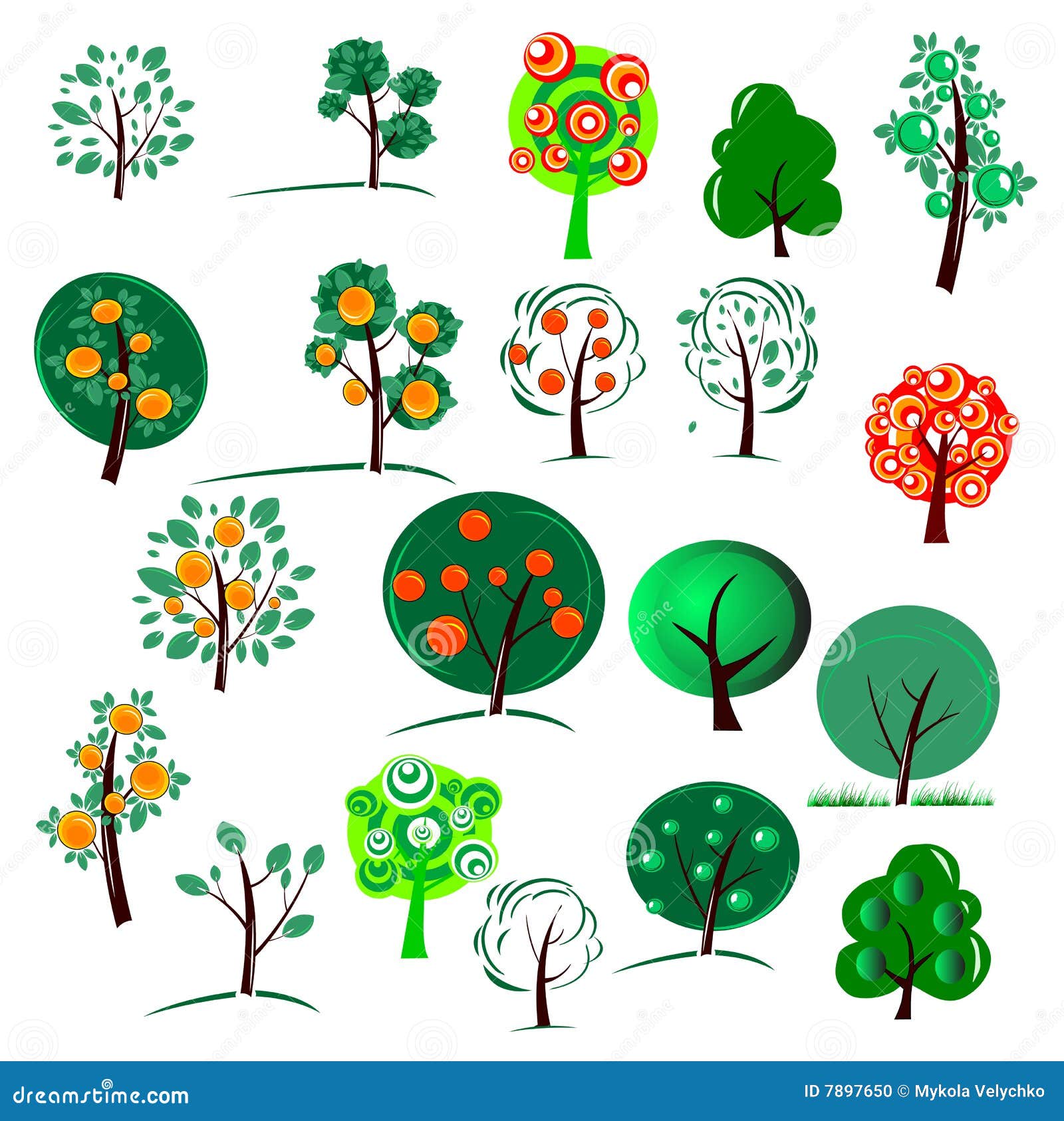 Twenty trees stock vector. Illustration of fruit, spring - 7897650