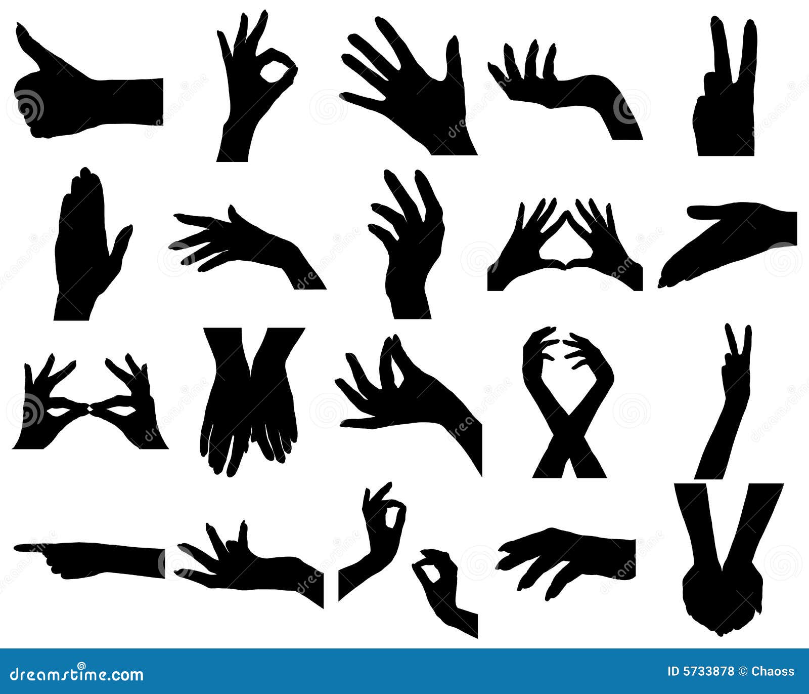 Twenty Woman Hands Silhouettes Stock Vector - Illustration of french ...