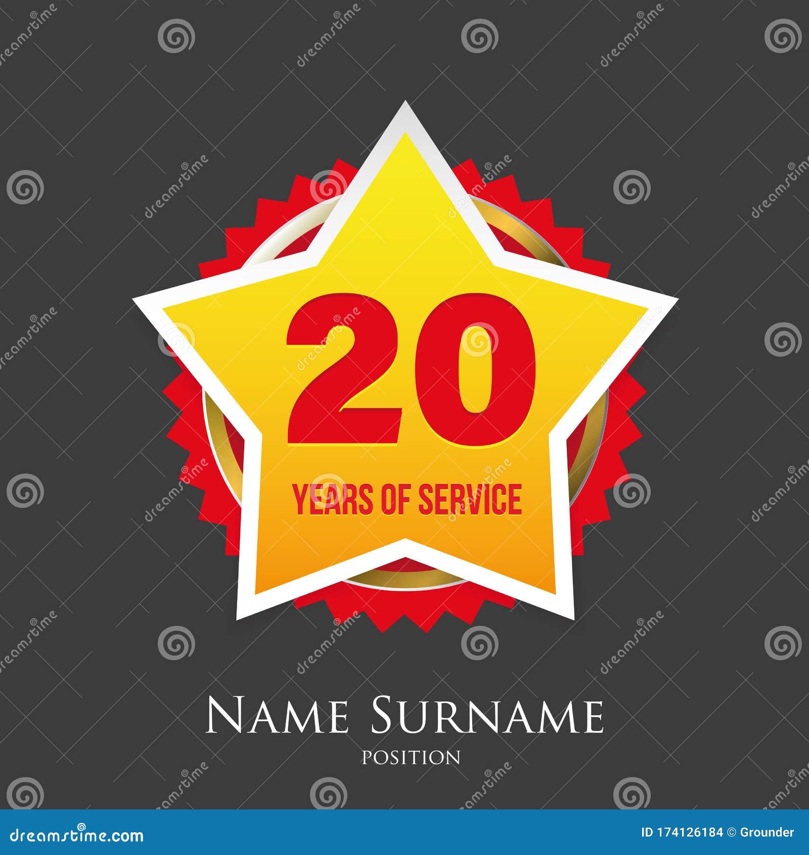 Twenty Years of Service Award Badge Stock Vector - Illustration of work ...