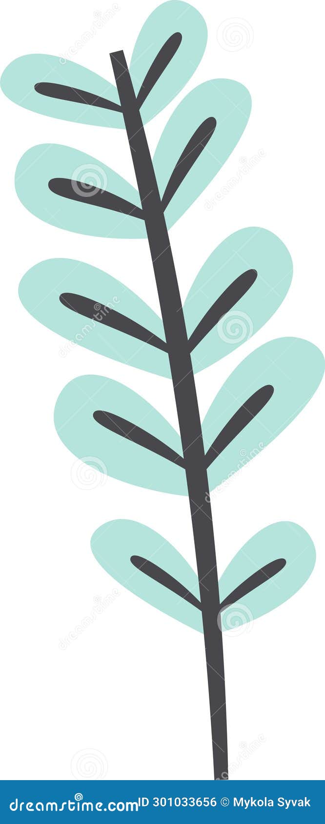 Twig with Leaves stock vector. Illustration of twig - 301033656