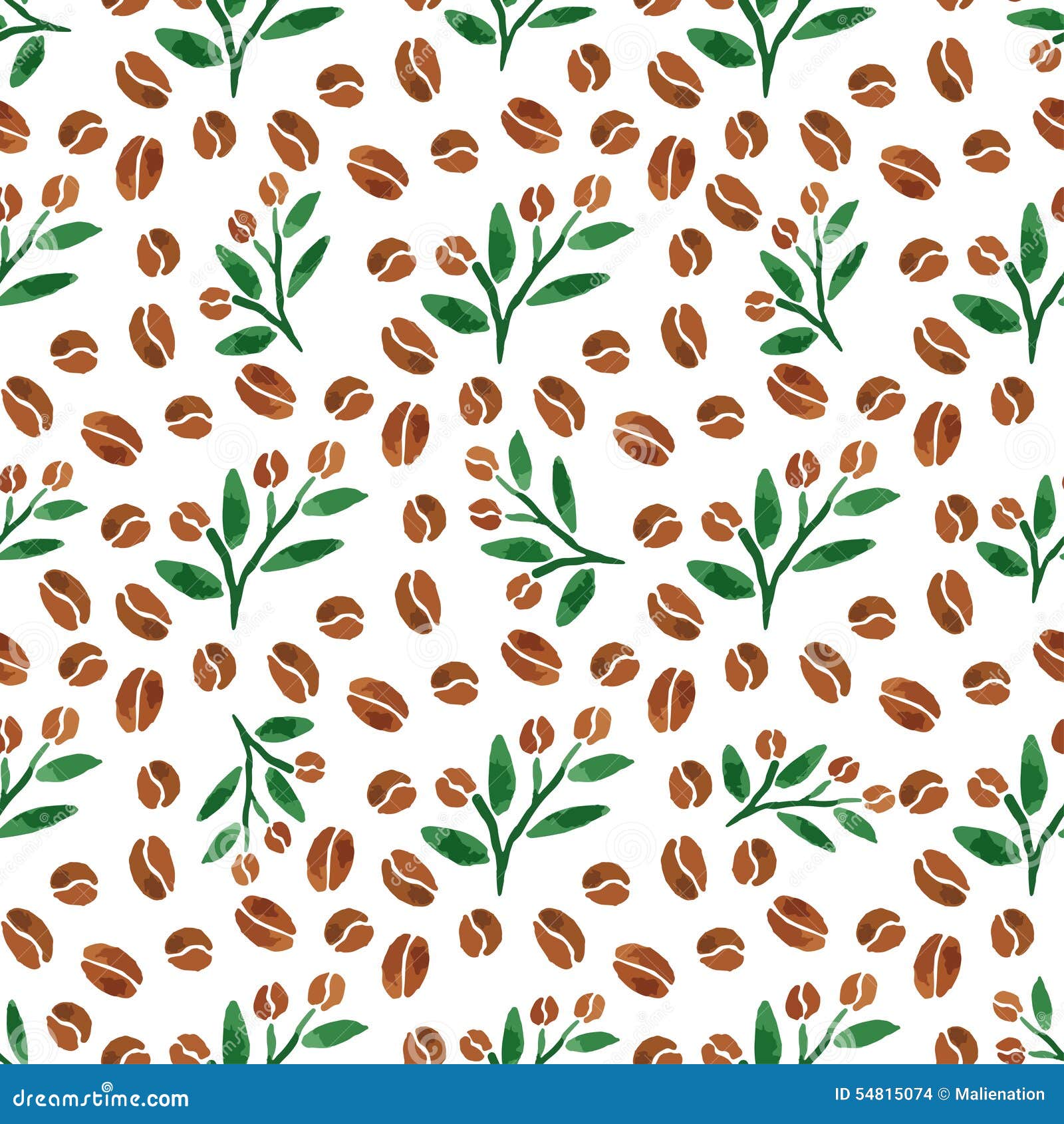 Twigs of Coffee. Watercolor Seamless Pattern with Coffee Branch with ...