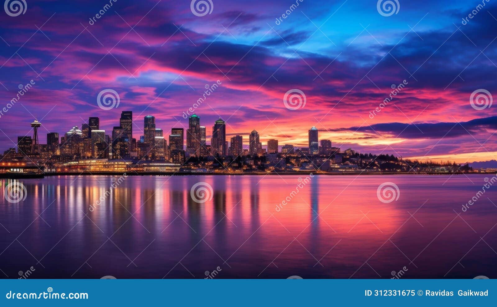 Dramatic Skyline With Spires And Landmarks, Flat Design Top View City ...