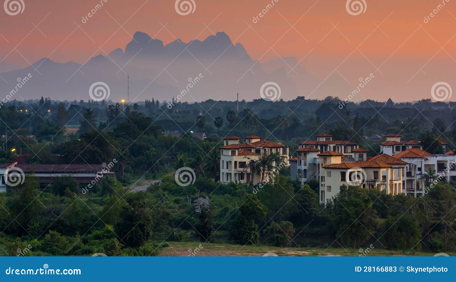 Twilight Landscape of Mountain Stock Image - Image of horizon, color ...