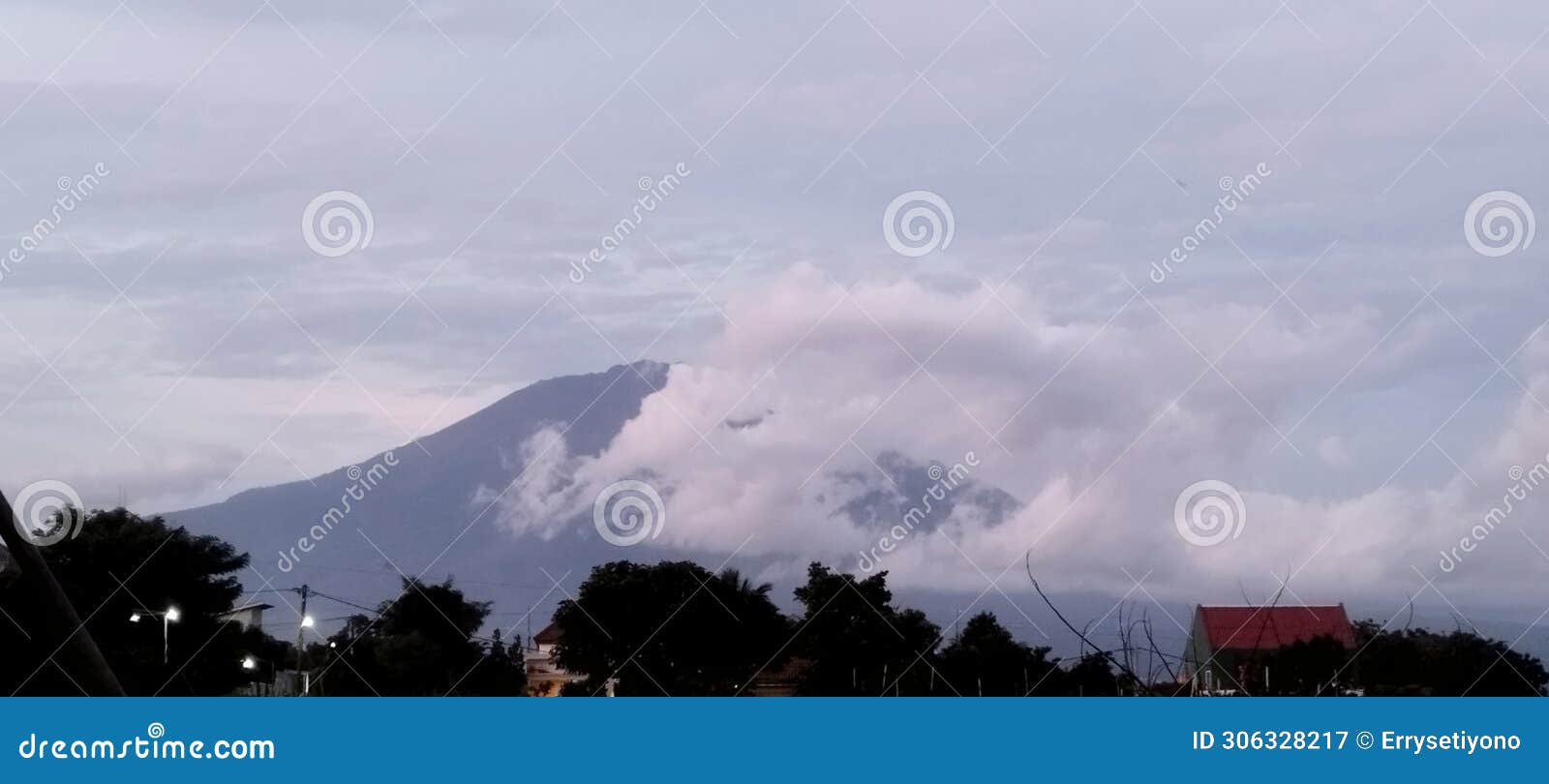 Twilight of Mount Arjuna stock image. Image of natural - 306328217