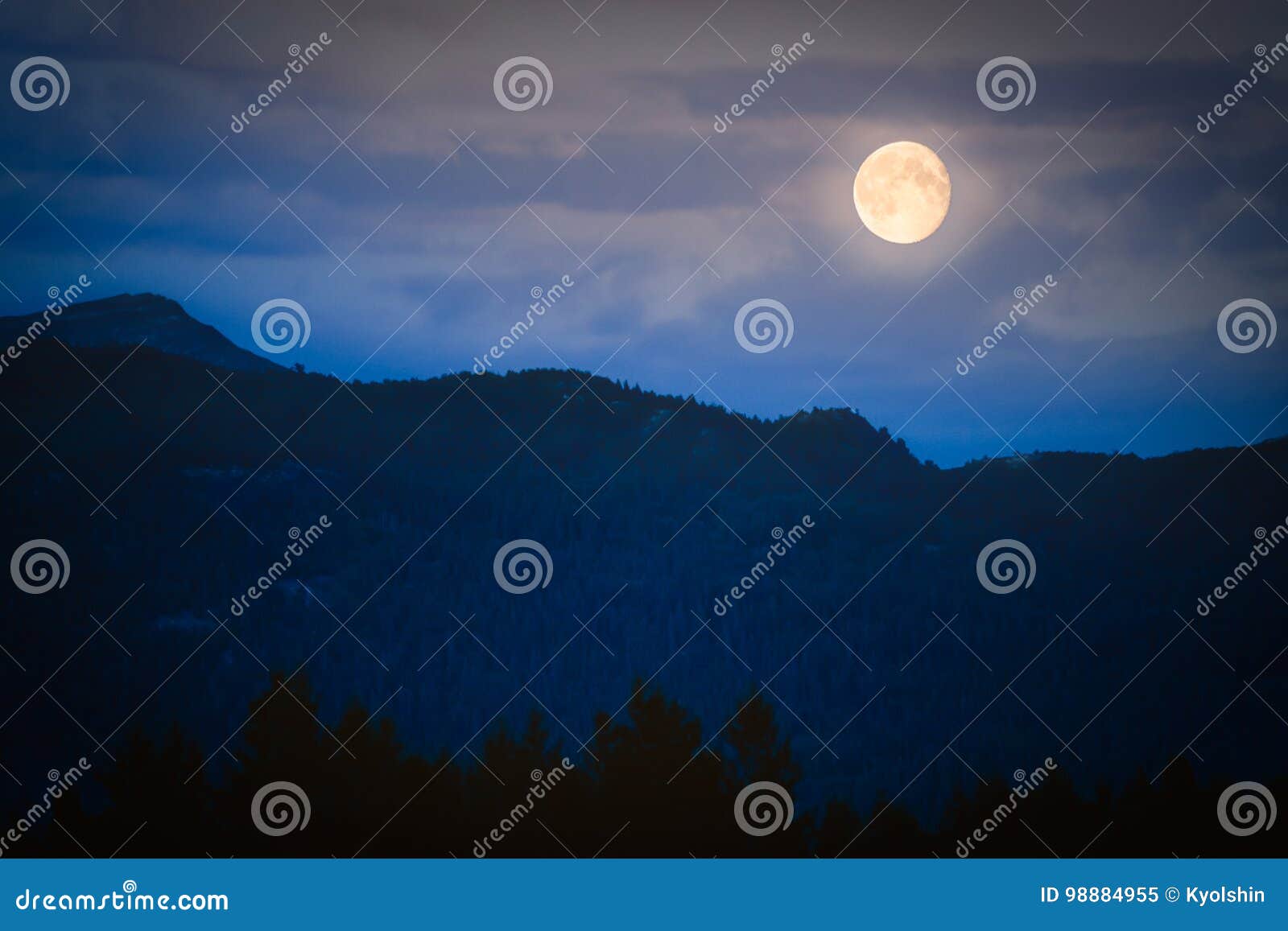Twilight in Mountains with Full Moon Stock Image - Image of scenic ...