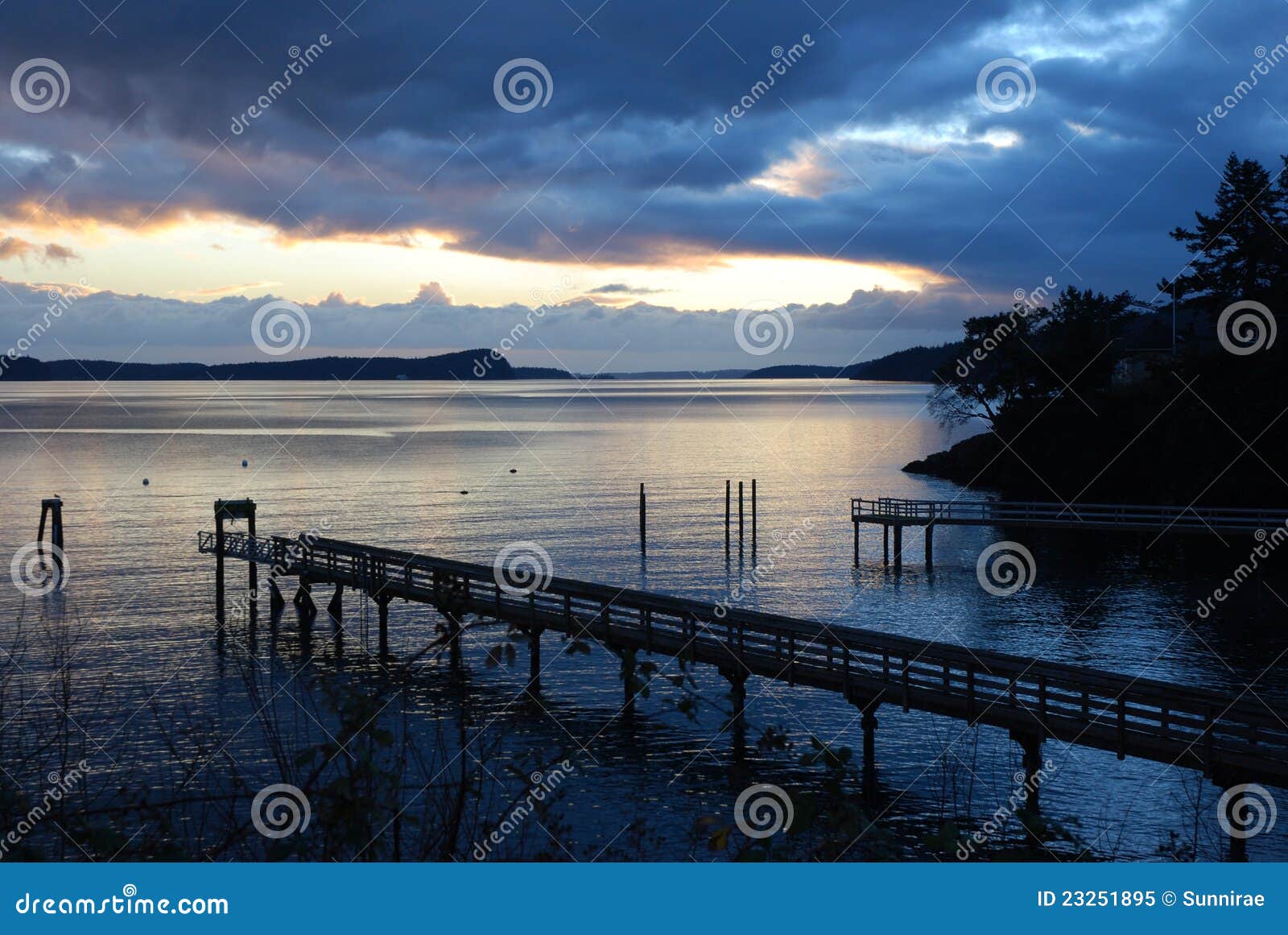 Twilight at Olga Dock on Orcas Island Washington Stock Image - Image of ...