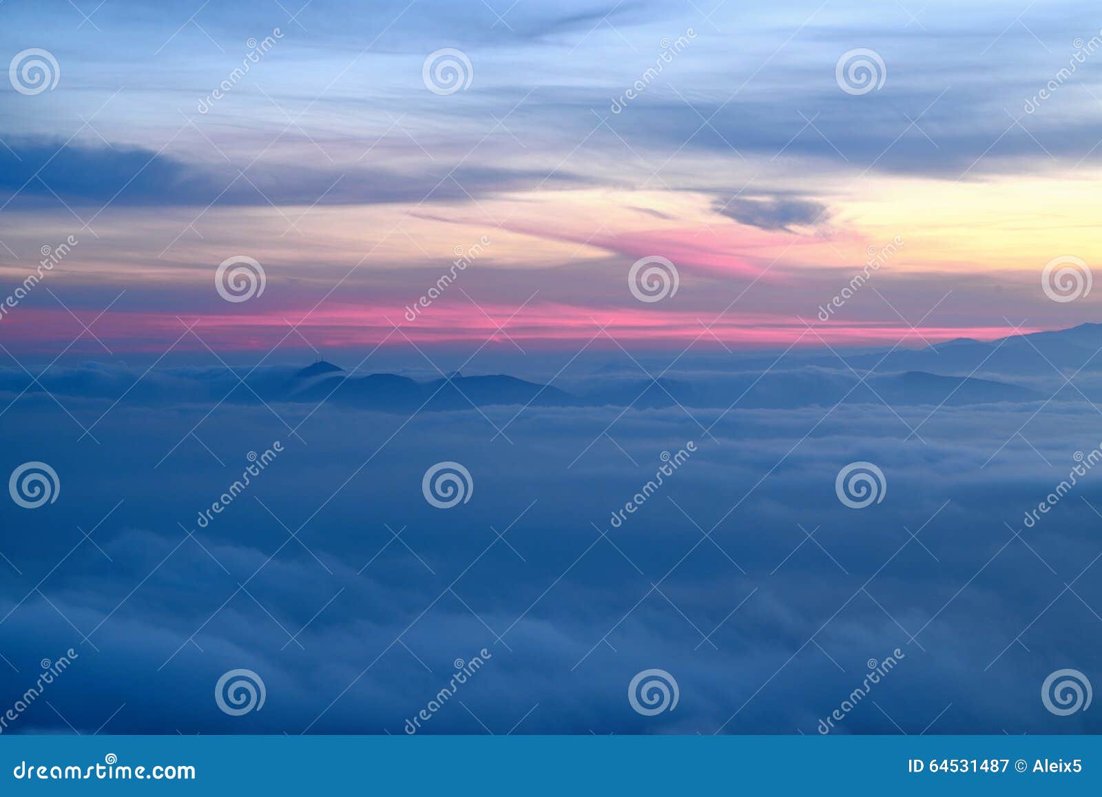 Twilight over the clouds stock image. Image of landscape - 64531487