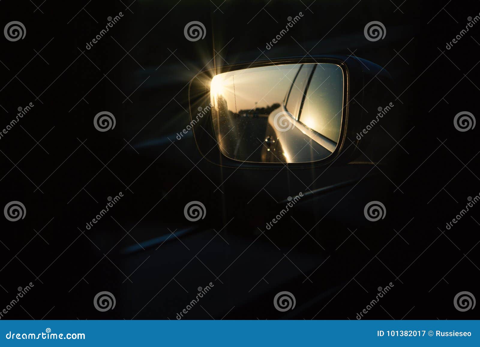 Twilight Reflection in Car Mirror Stock Image - Image of trip, journey ...