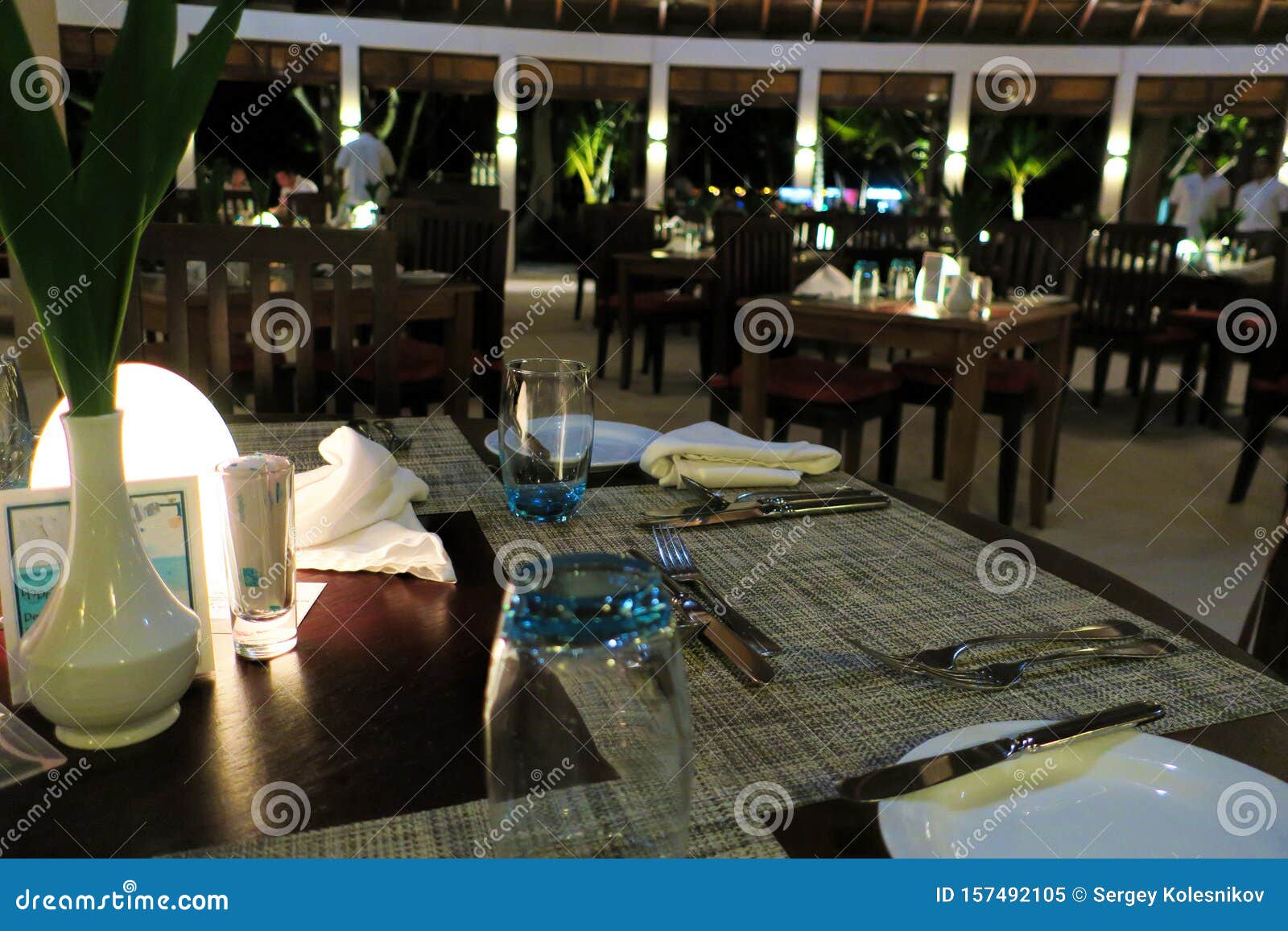 Romantic Dinner Setup, Decoration with Candle Light, Twilight. S Stock ...