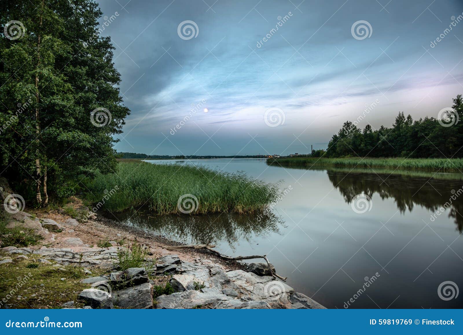 Twilight River Lanscape in Helsinki Stock Image - Image of north ...