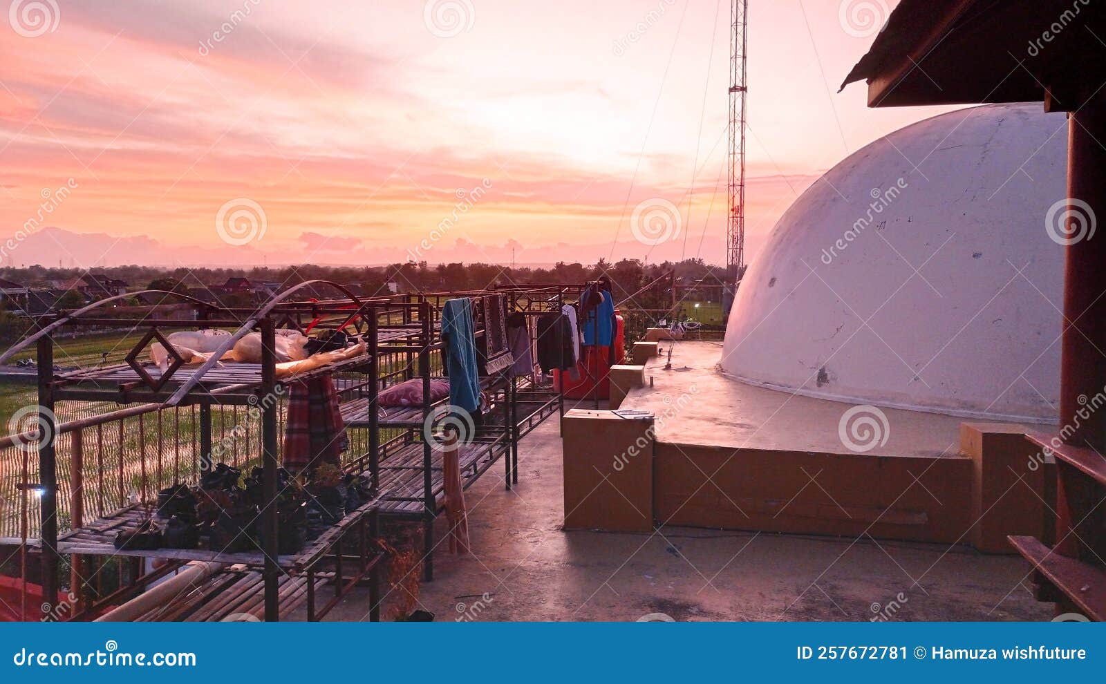 Twilight on the Roof of the Domed Building Stock Image - Image of ...
