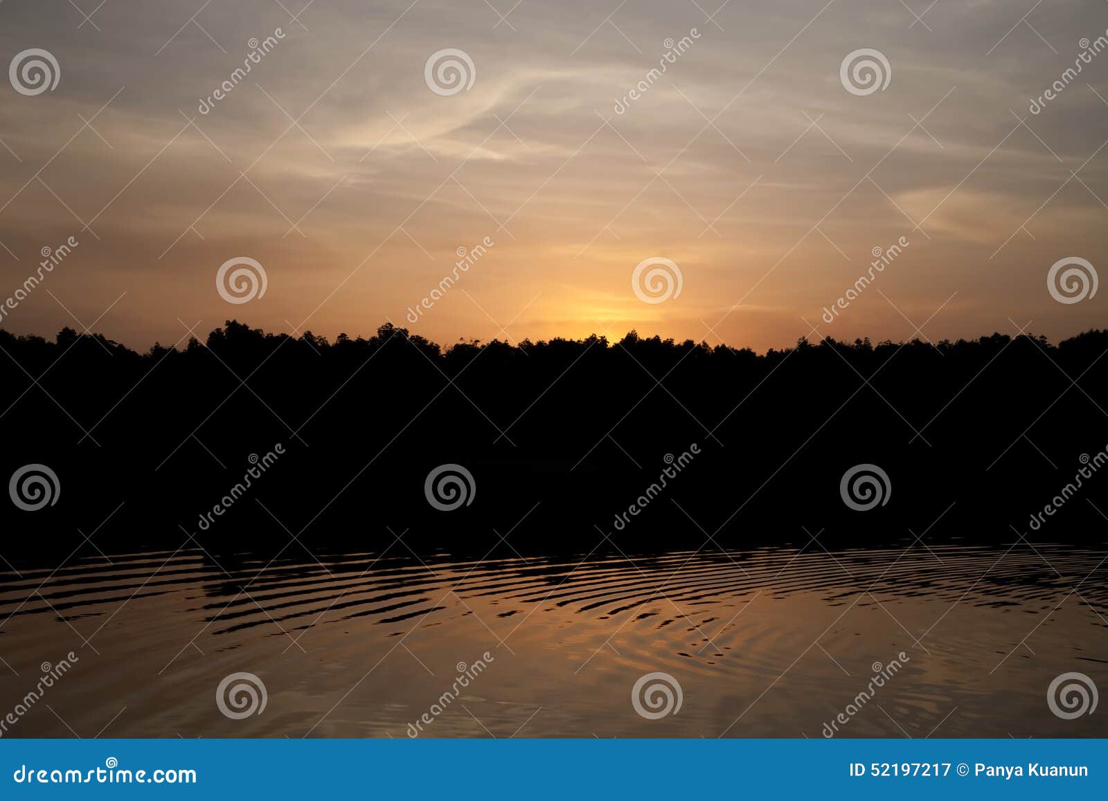 Twilight ,Sea ,Tree, the Dawn Sun . Overcast. Stock Image - Image of ...