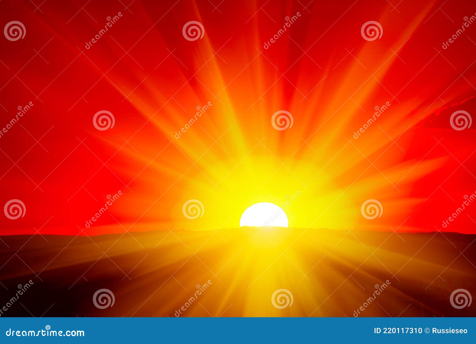 Twilight sun with big rays stock illustration. Illustration of ...