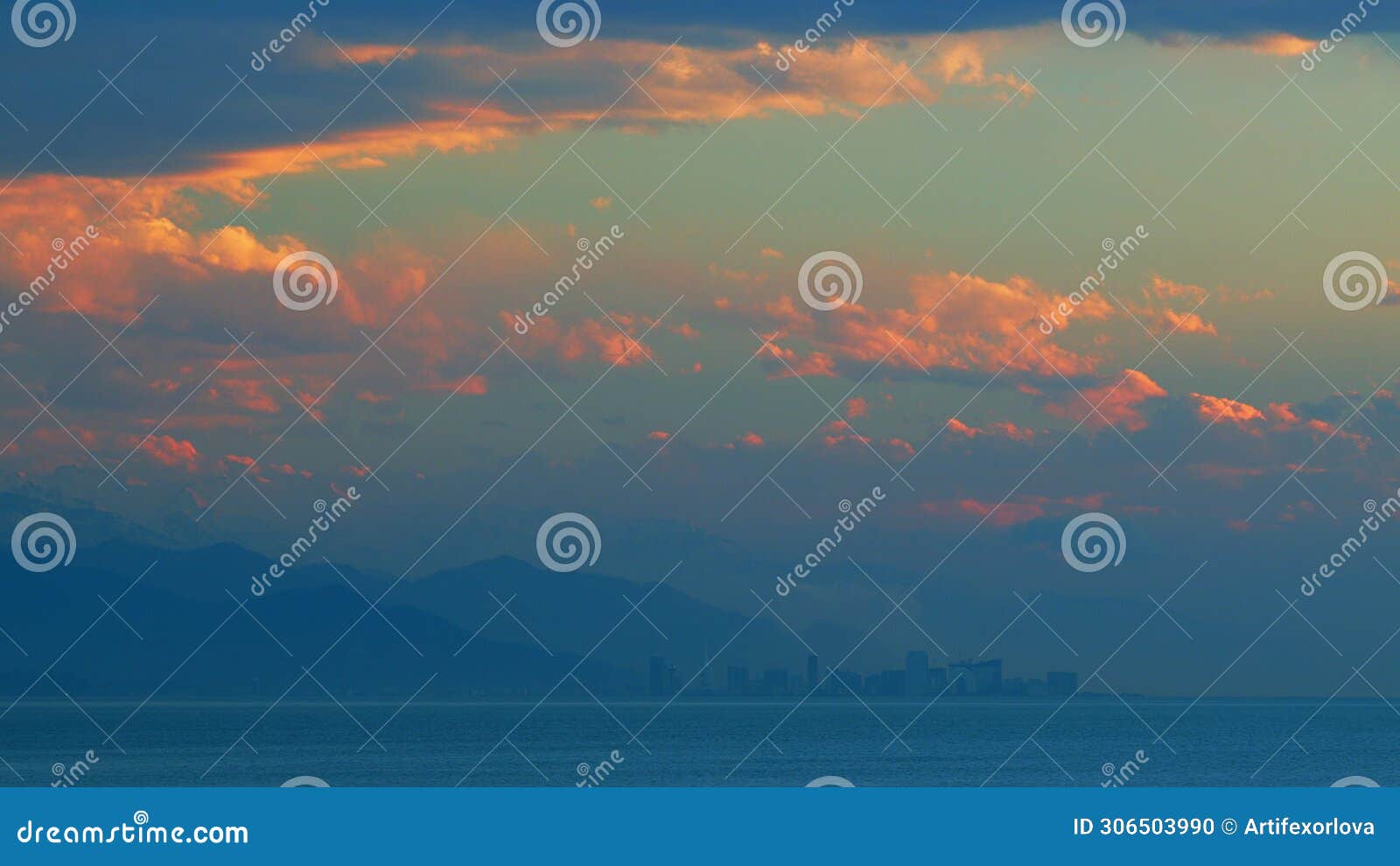 Twilight Sunset Sky with Clouds. Sunset with Dramatic Clouds and Sun ...