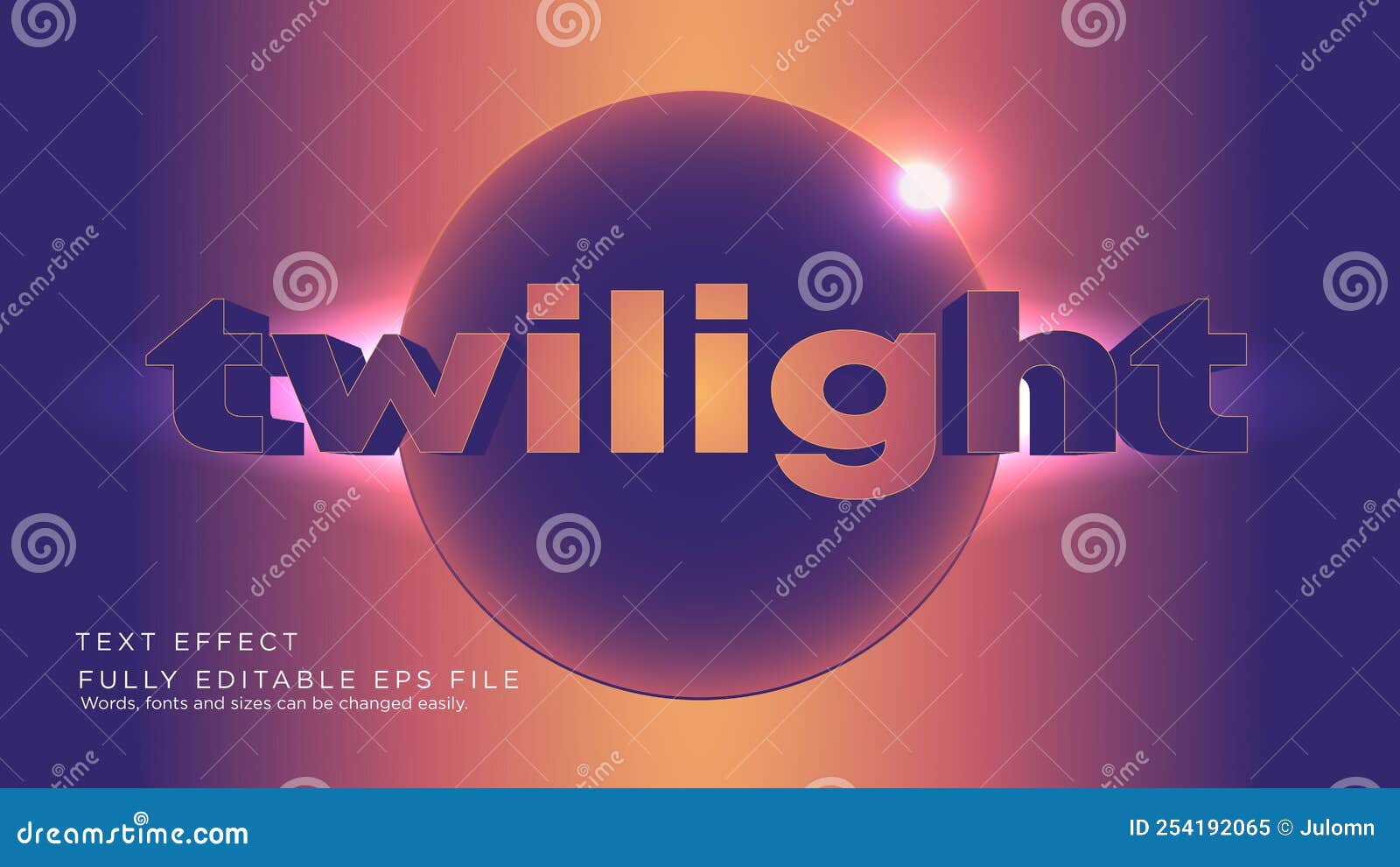 Twilight Text Effect Font Type Stock Illustration - Illustration of ...