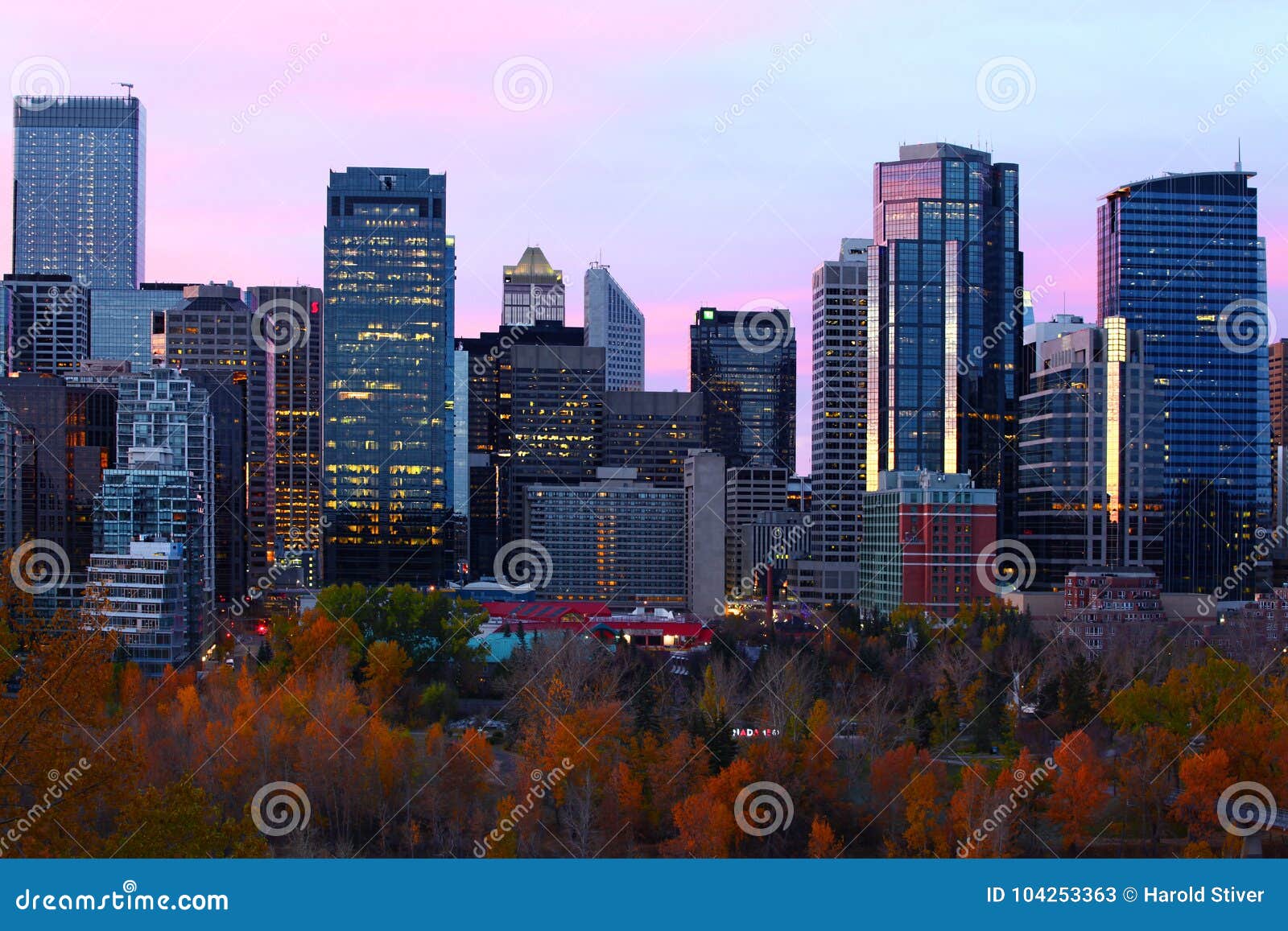 Twilight View of Calgary, Alberta Skyline Stock Image - Image of ...