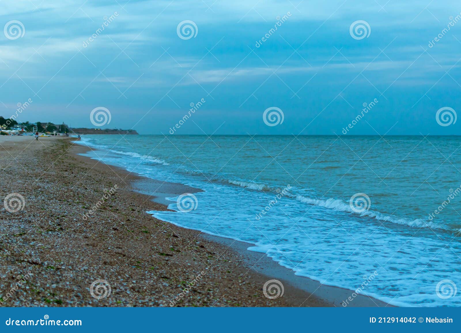 Twilight View of the Sea, Evening. Seaside and the Setting Sun Stock ...