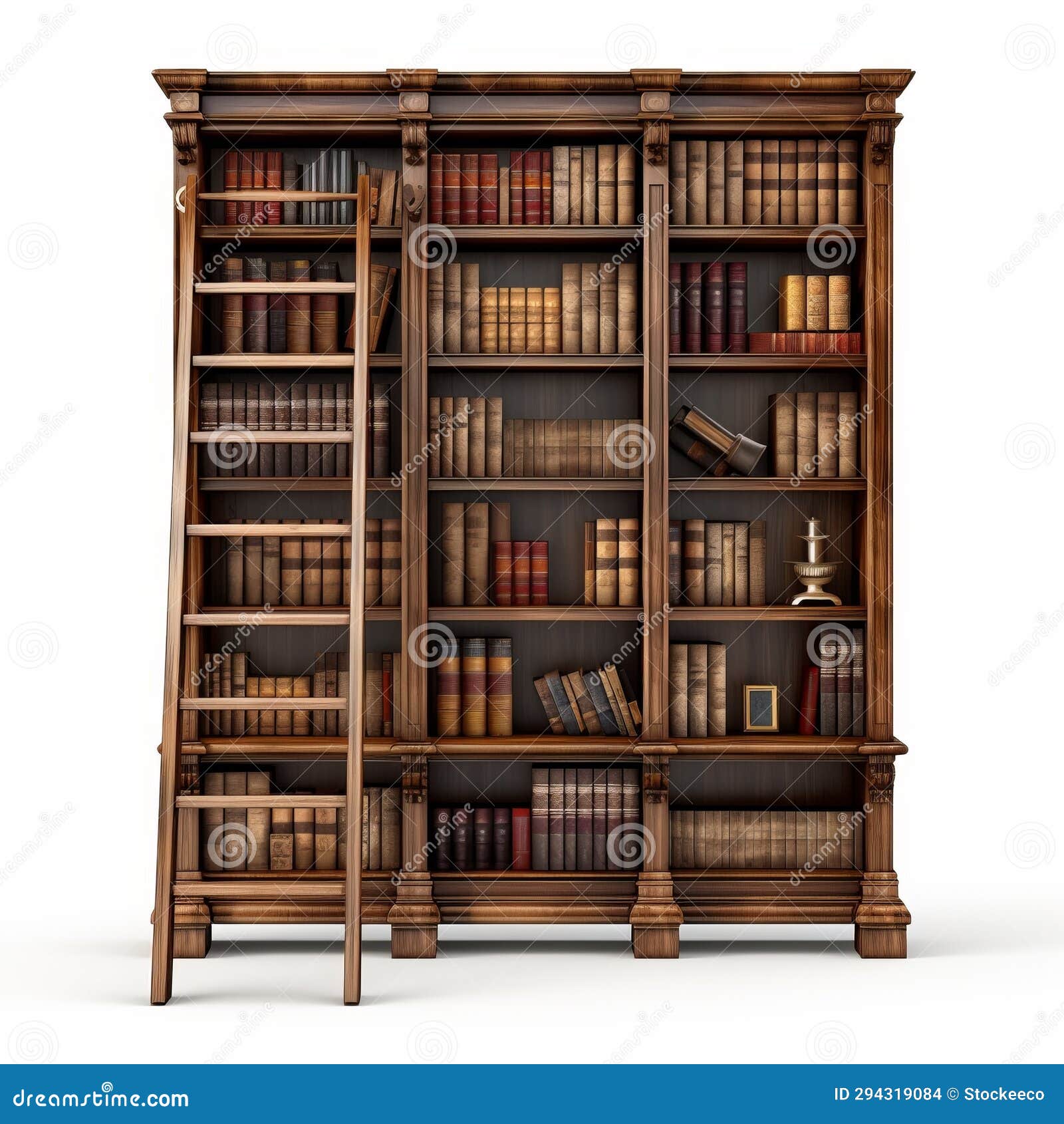 Classic Bookcase with Detailed Rendering - High Resolution Stock ...