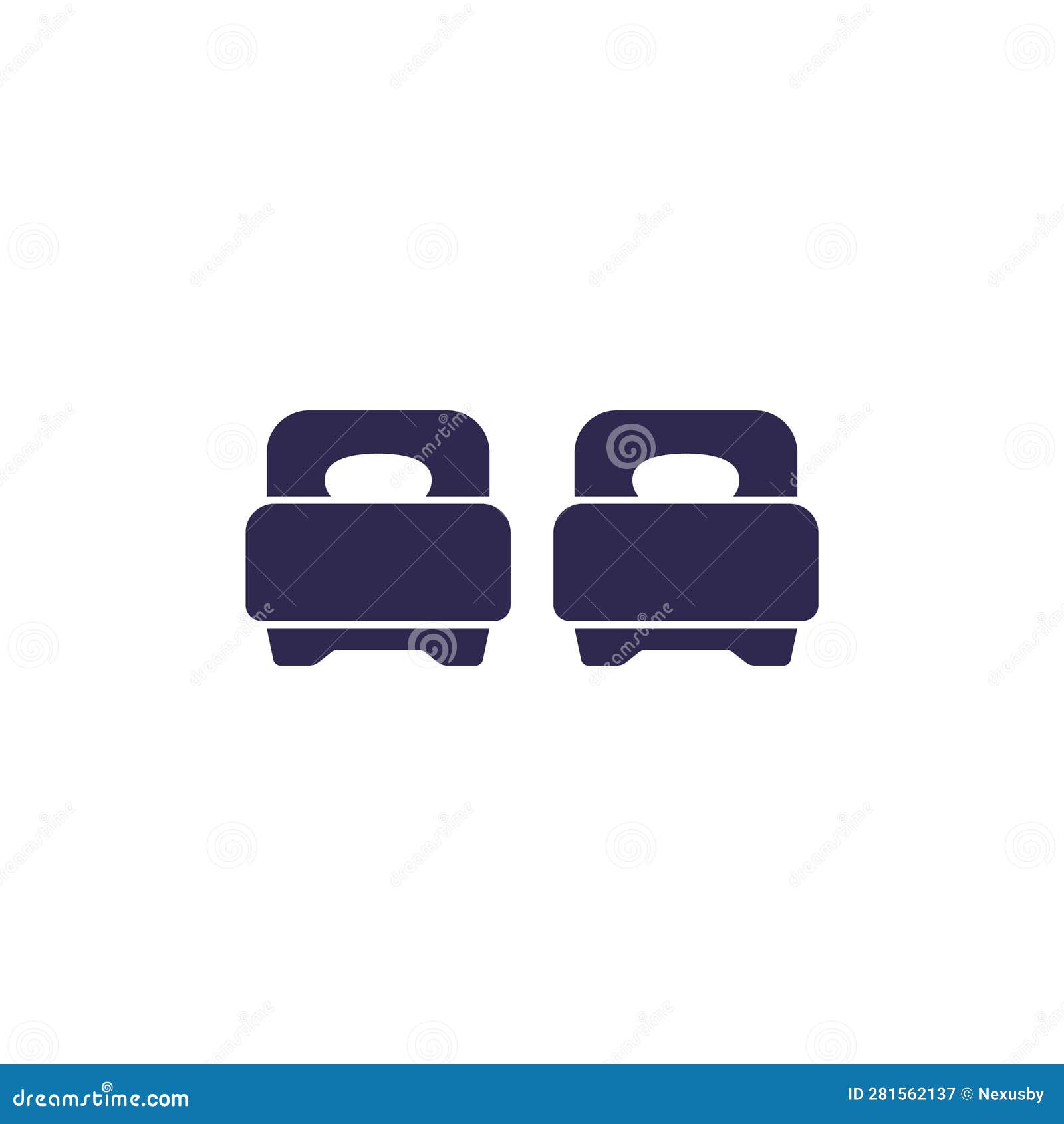 Twin Beds Icon, Two Single Beds Stock Vector - Illustration of isolated ...