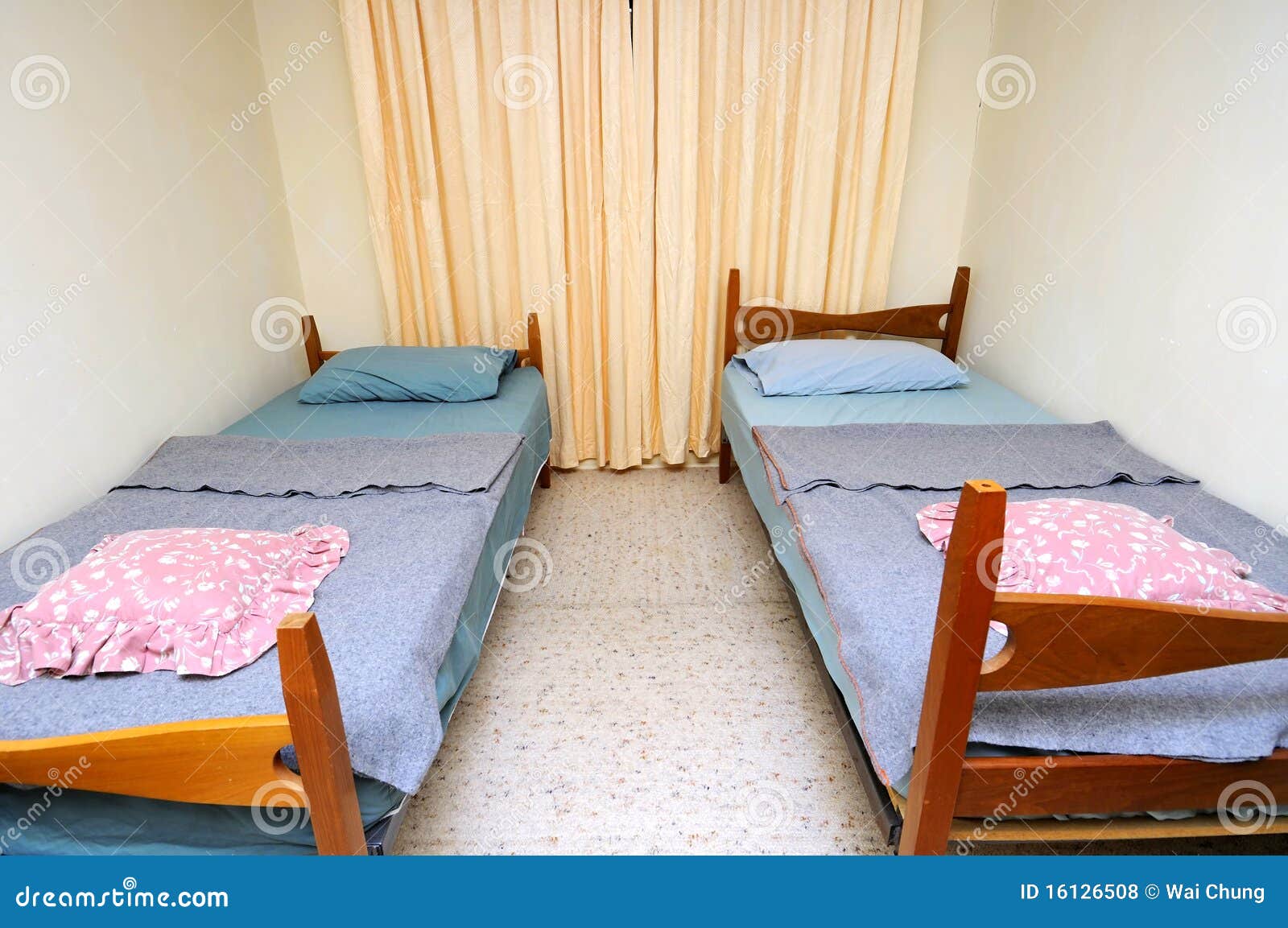 Twin Beds in Simple Motel Room Stock Photo - Image of generic, clean ...