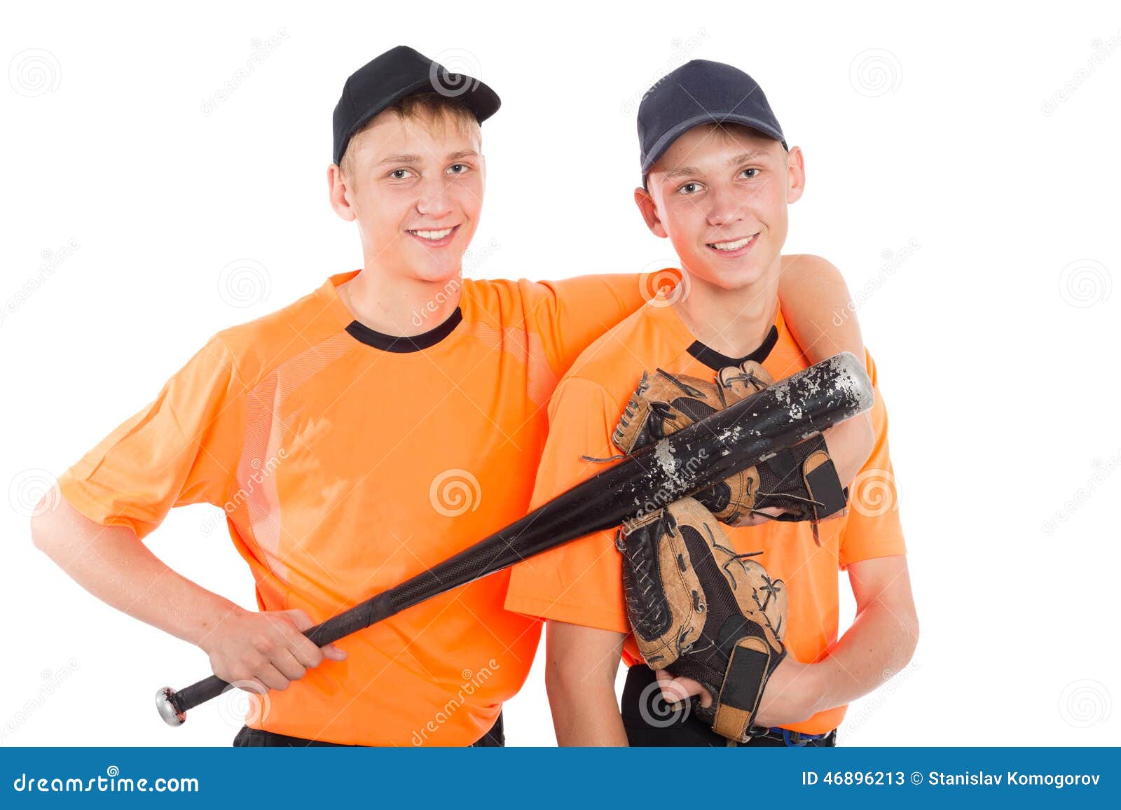 Twin Brothers in the Form of a Baseball Game Stock Image - Image of ...