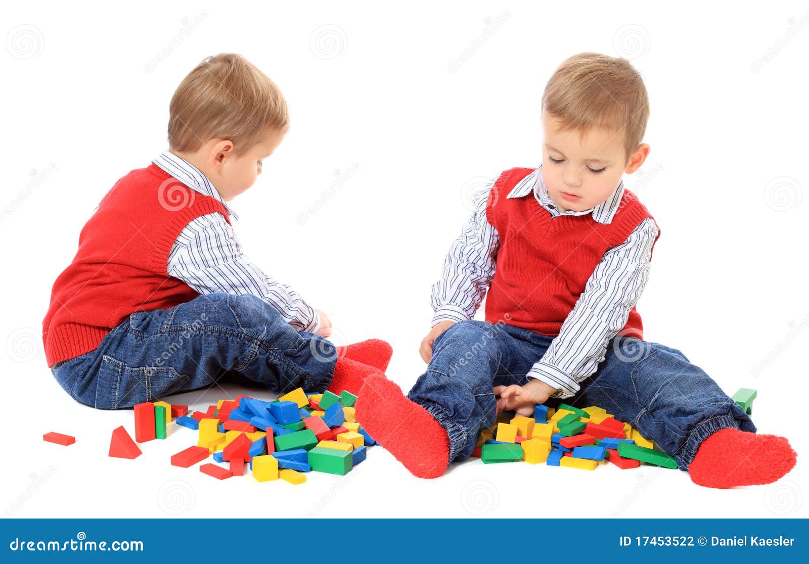 Twin Brothers Playing With Blocks Stock Photography | CartoonDealer.com ...