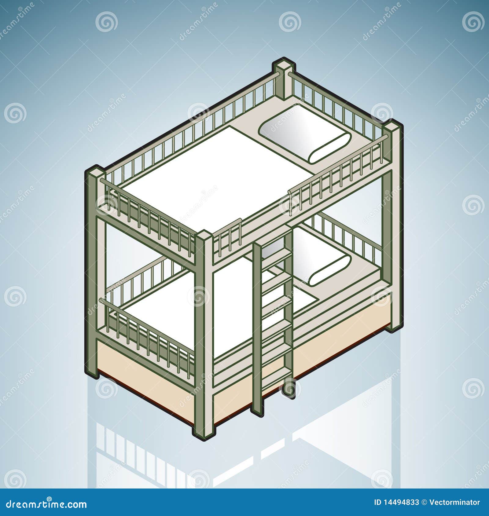 Twin Bunk Bed stock vector. Illustration of isometry - 14494833
