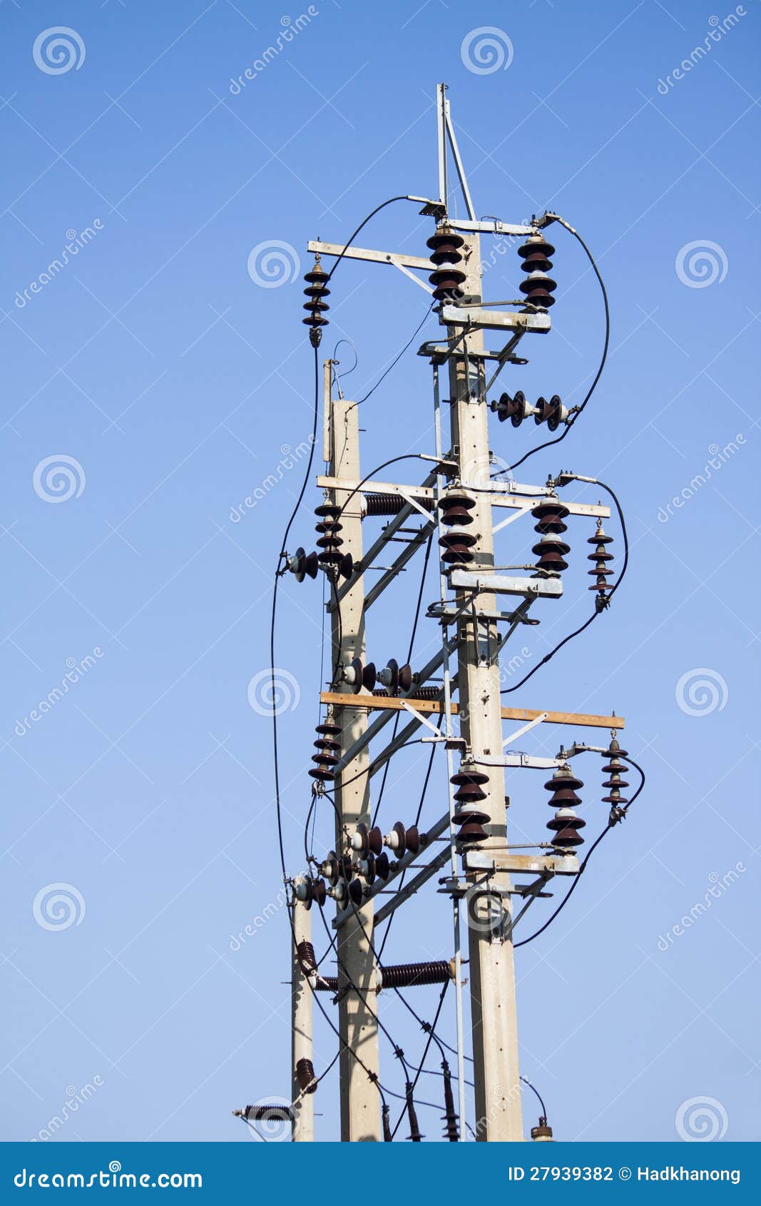 The twin electricity post. stock photo. Image of capacitor - 27939382