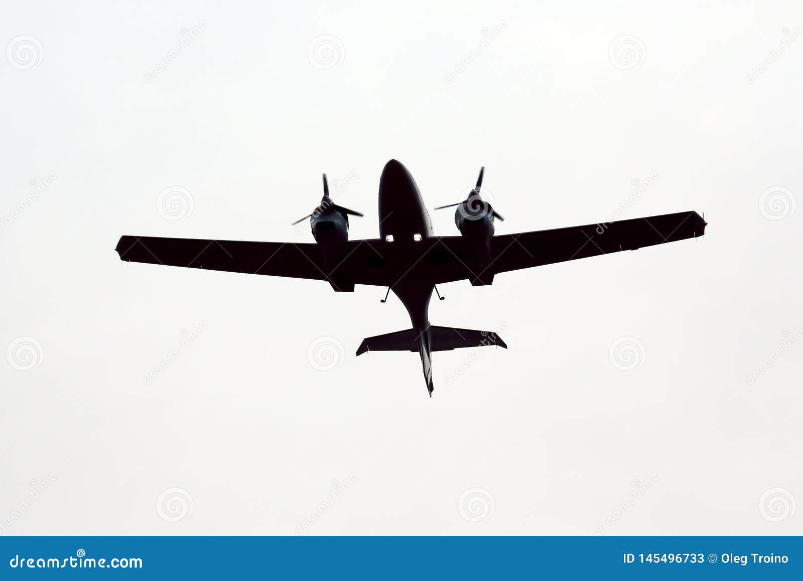 Twin-engine Light Aircraft Flying in the Sky Stock Image - Image of ...